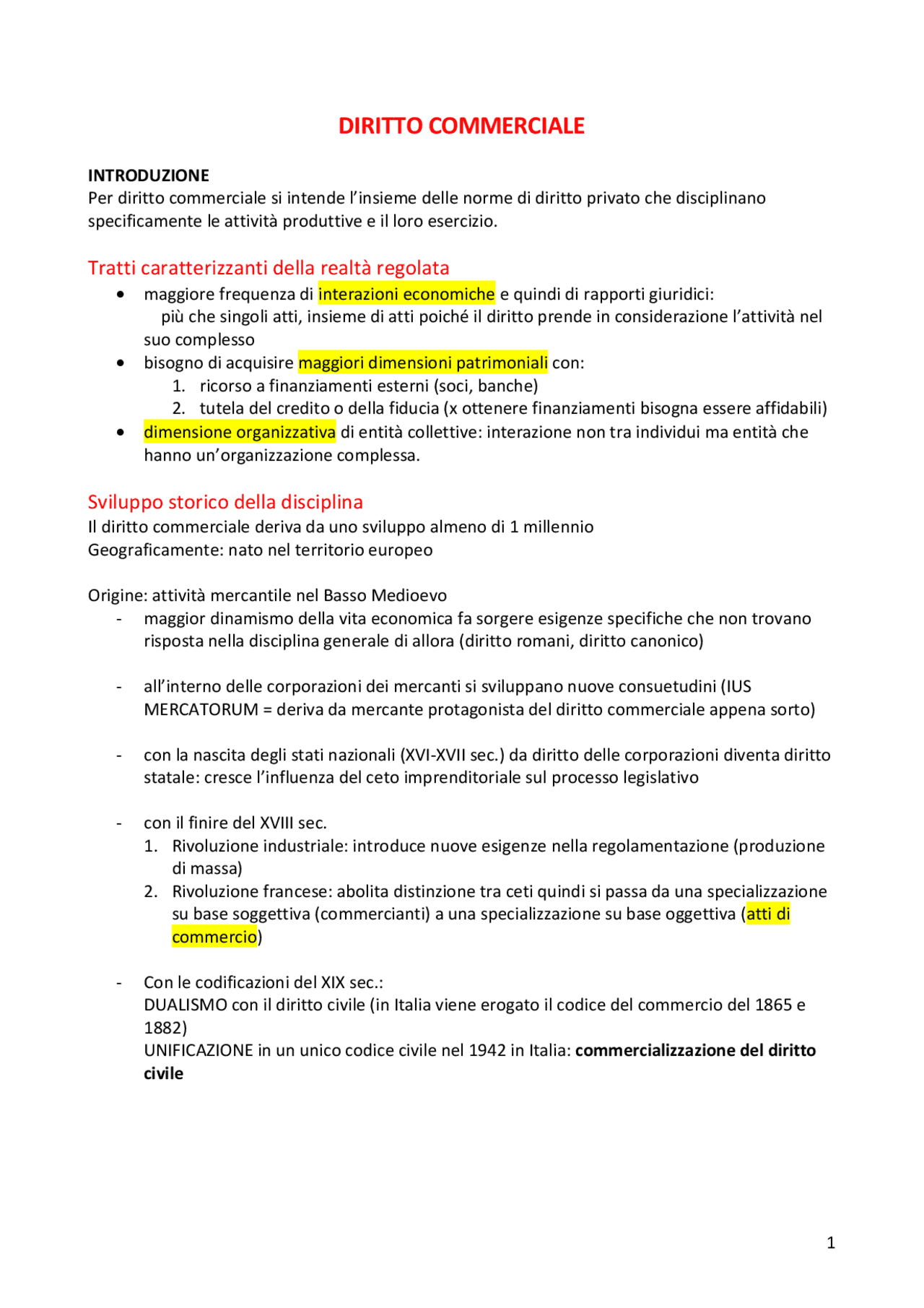 Dispensa Diritto Commerciale Docsity