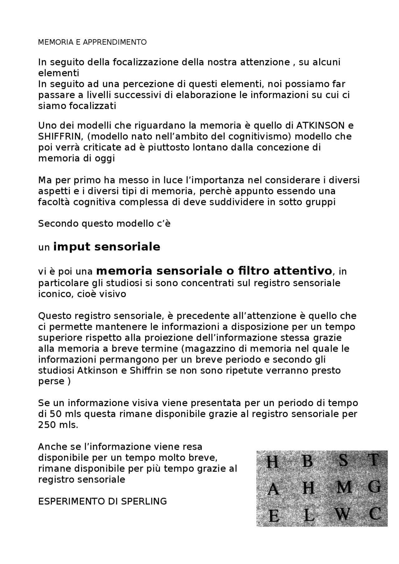 Appunti della settima lezione della bosco di psicologia generale - Docsity