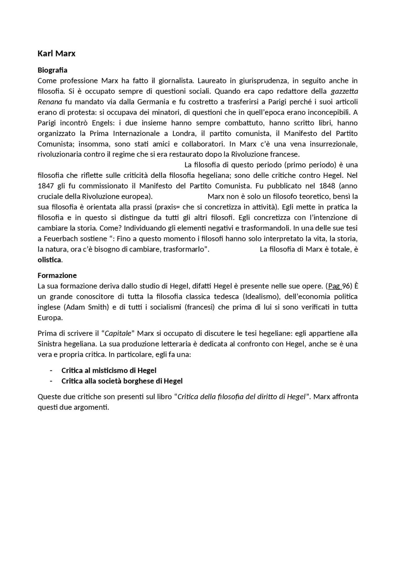 Karl Marx Appunti Storia Docsity