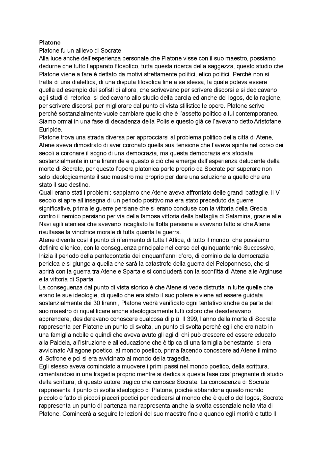 Platone Appunti Discorsivi Docsity