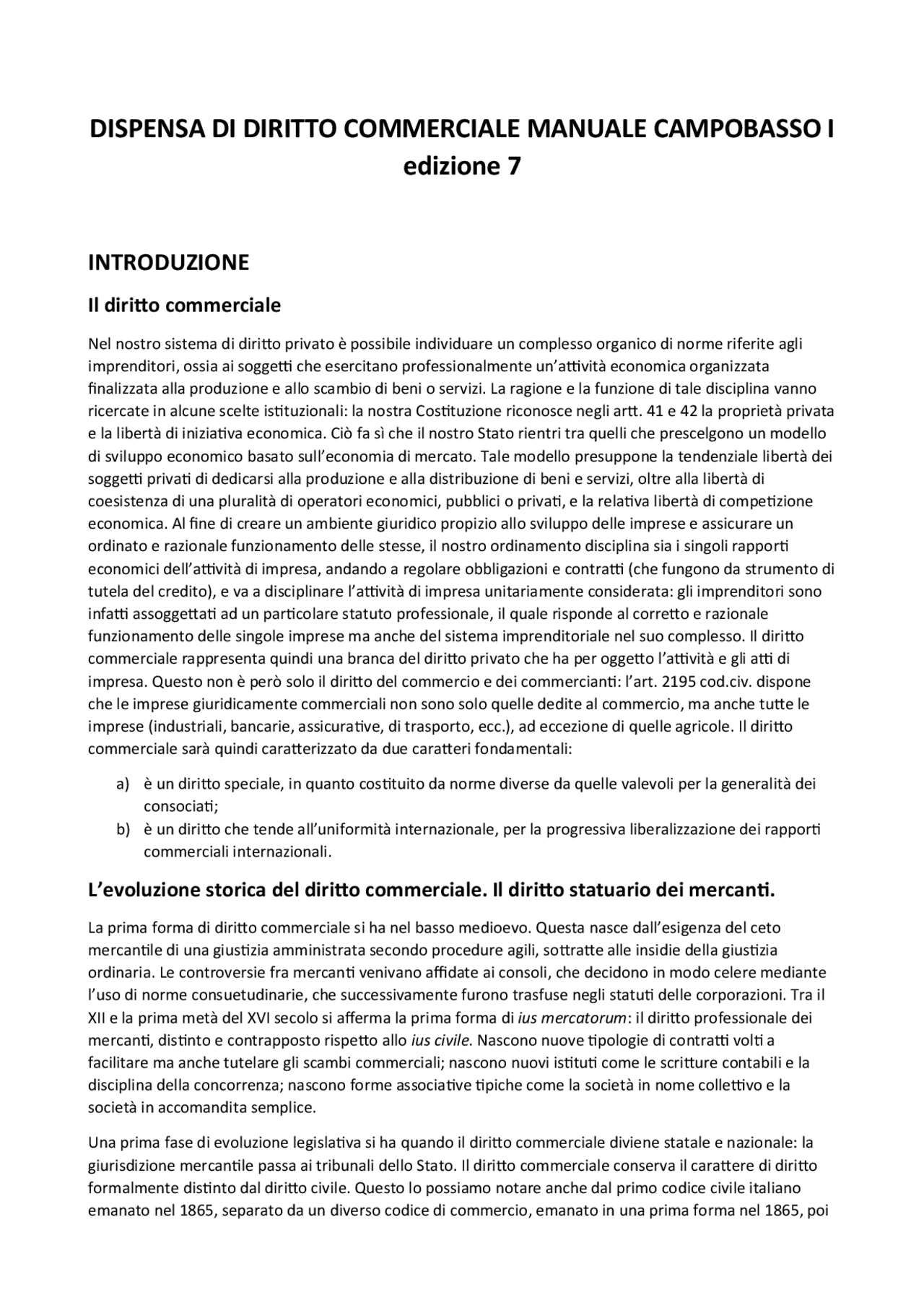 Dispensa Diritto Commerciale Docsity