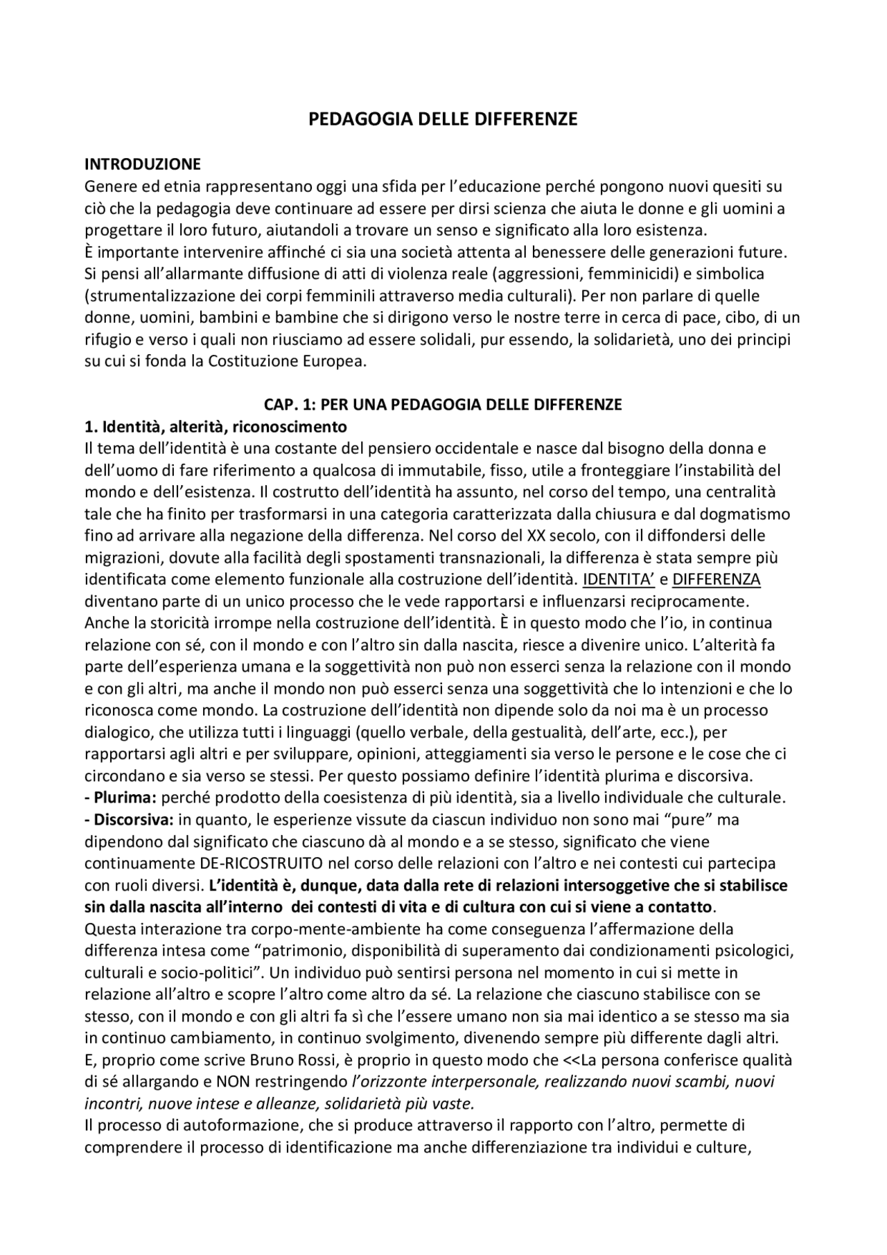 Pedagogia Delle Differenze Docsity