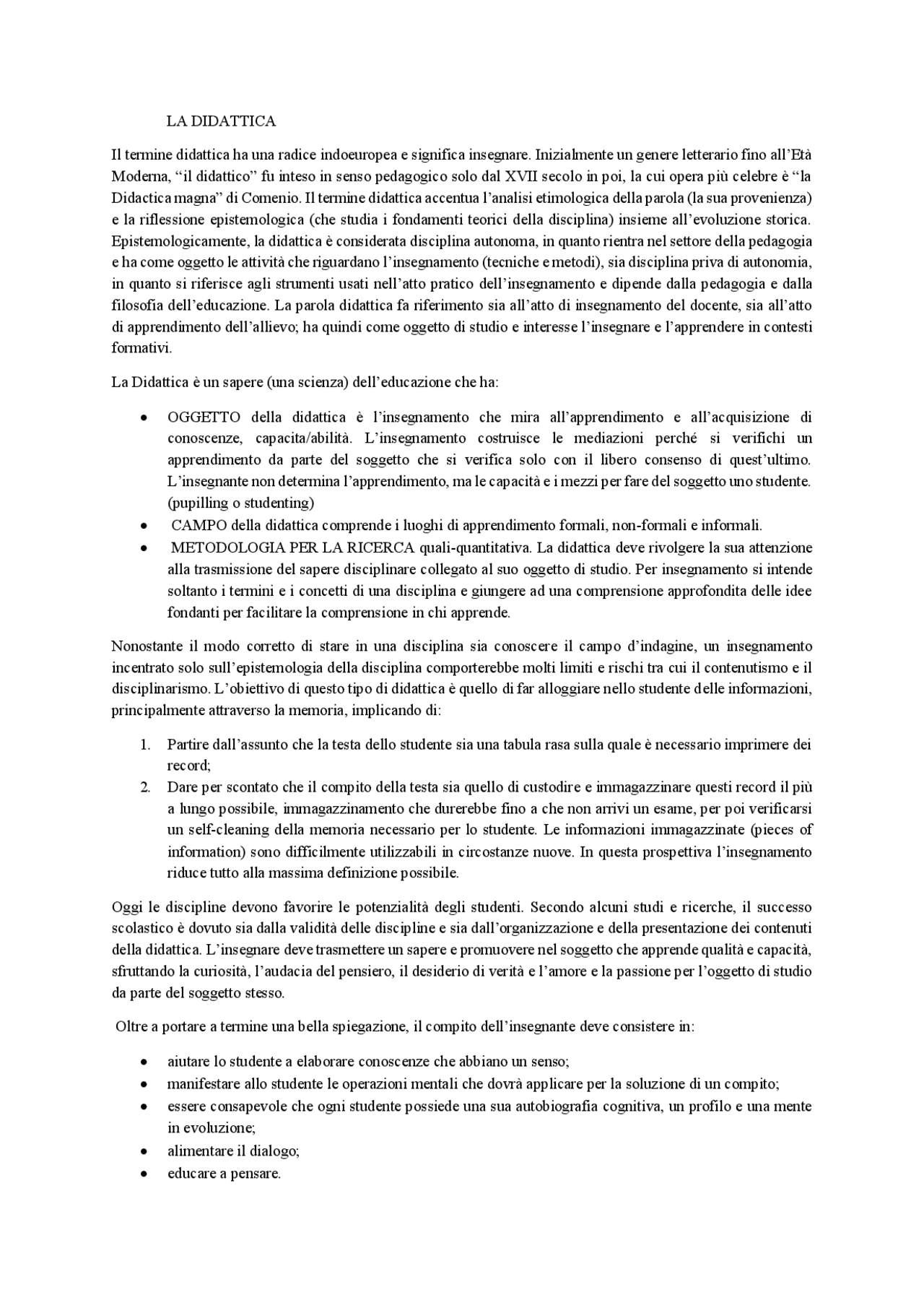 Manuale Di Didattica Cosimo Laneve Docsity