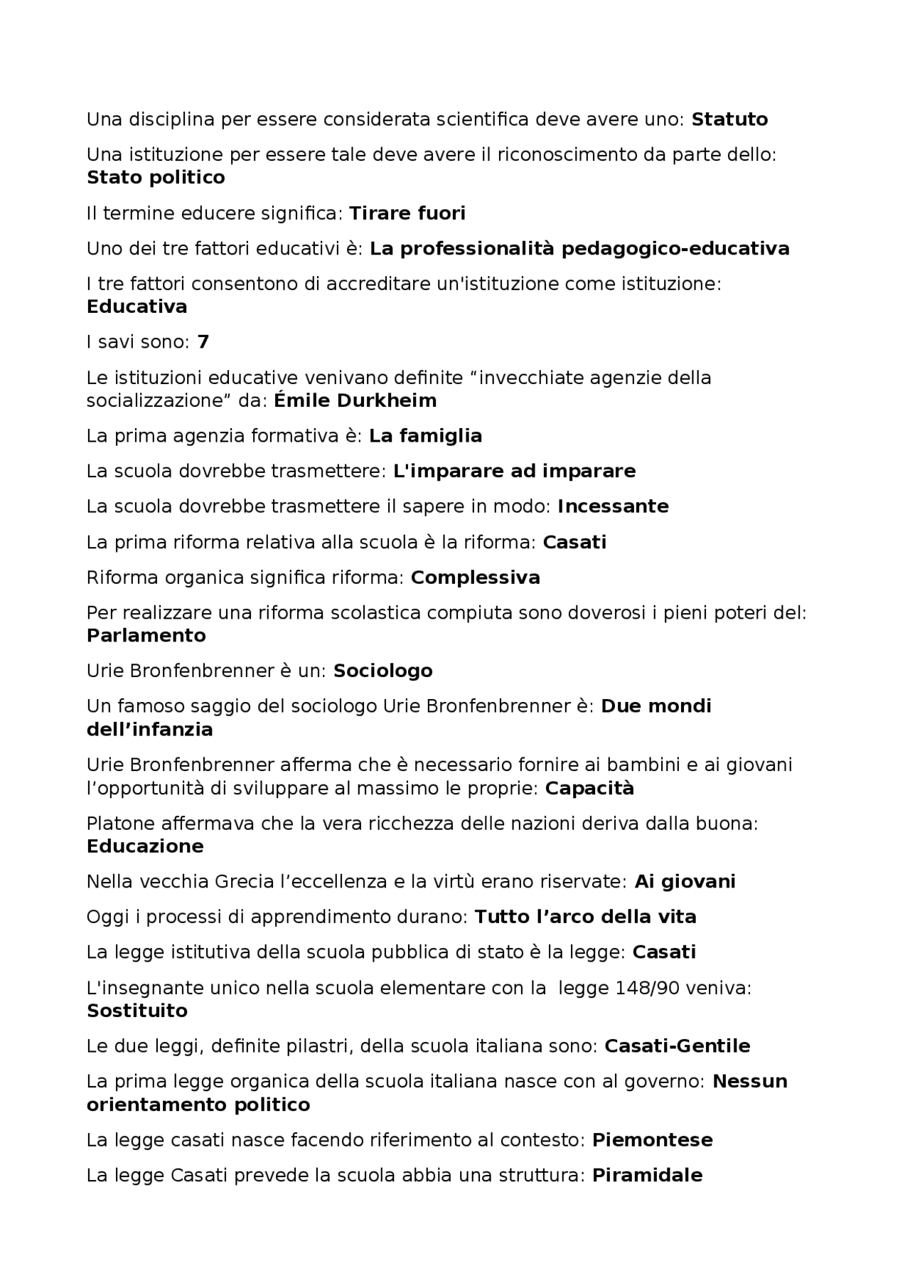Test Finali Per Prove Desame Docsity