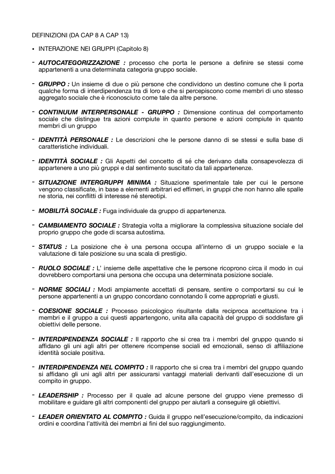 Definizioni E Teorie Docsity