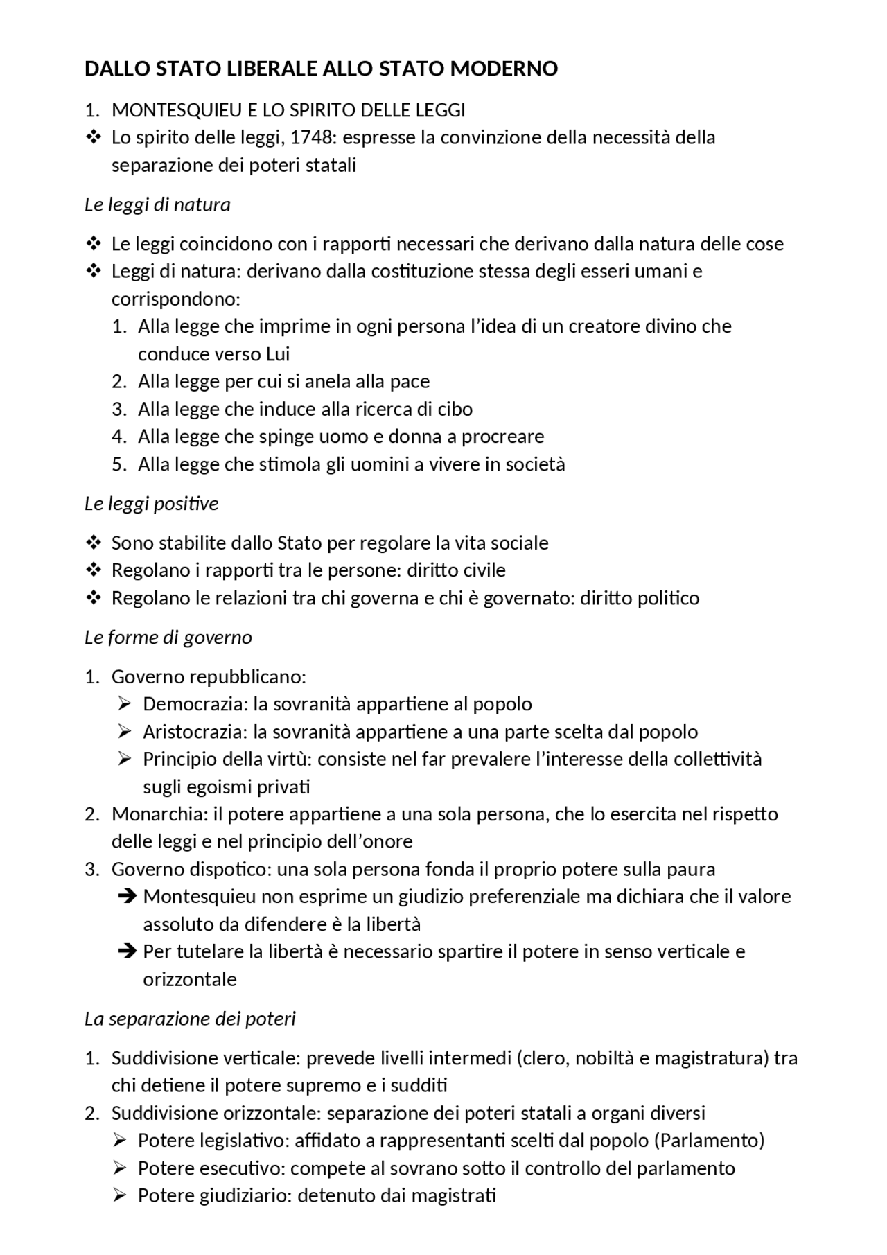 Dallo stato liberale allo stato moderno: evoluzione | Schemi e mappe ...