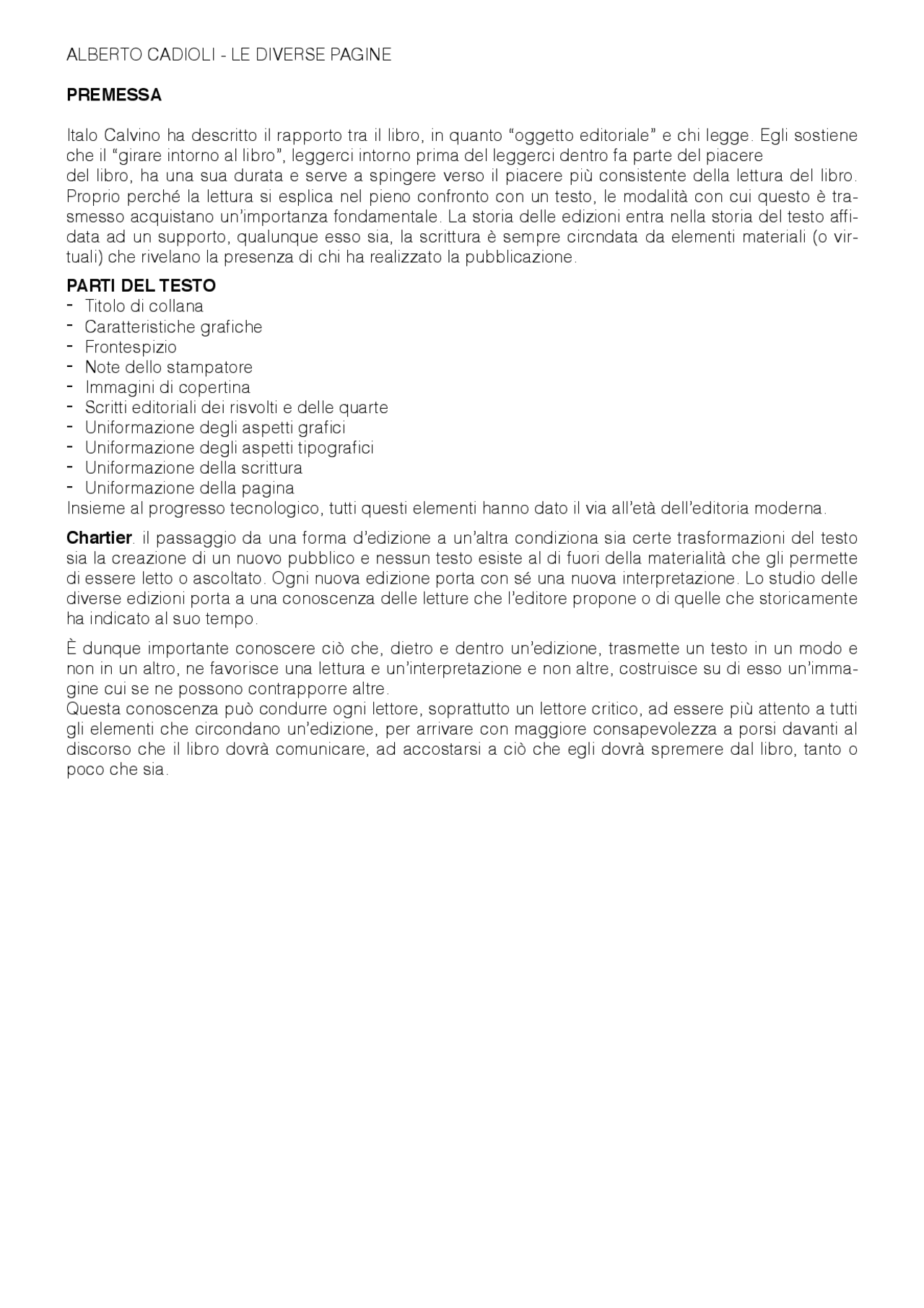 Alberto Cadioli Le Diverse Pagine Docsity