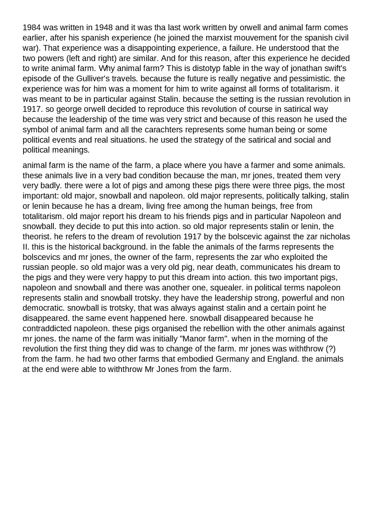 Animal farm, george orwell - Docsity