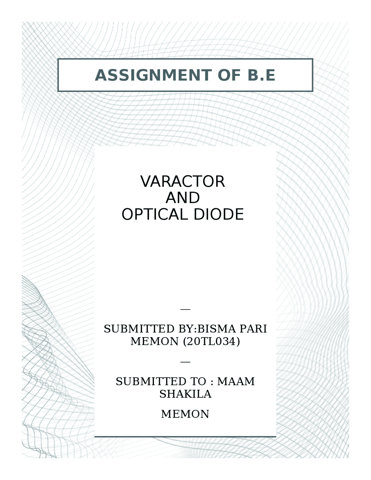 Varactor Diode and Optical Diode - Docsity
