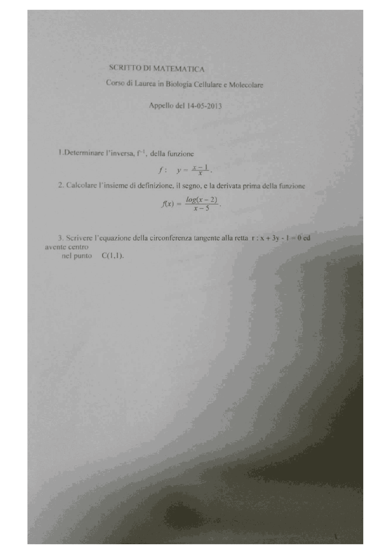 Matematica Prova Di Esame Docsity