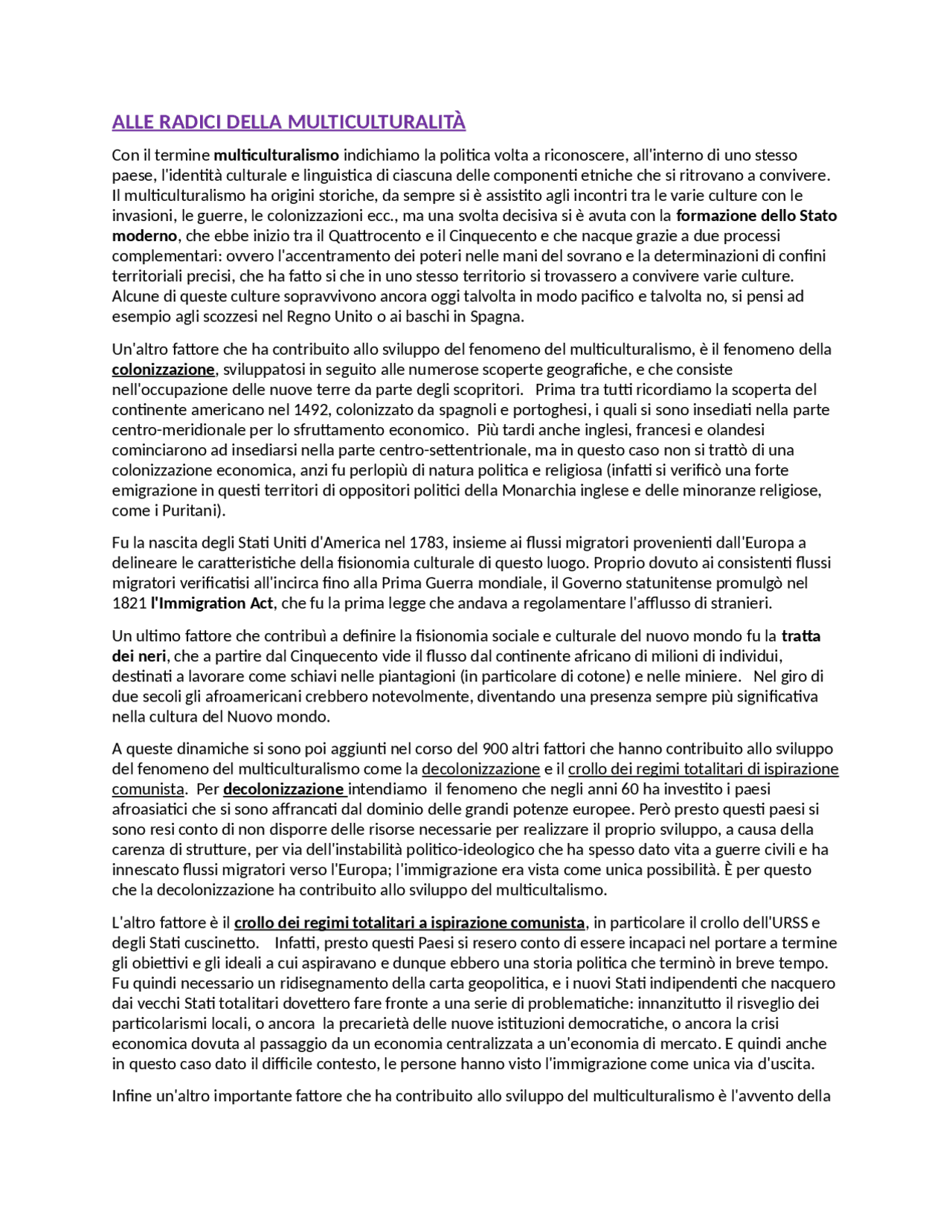 Multiculturalismo Nelle Scienze Umane Appunti Di Scienze Umane Docsity