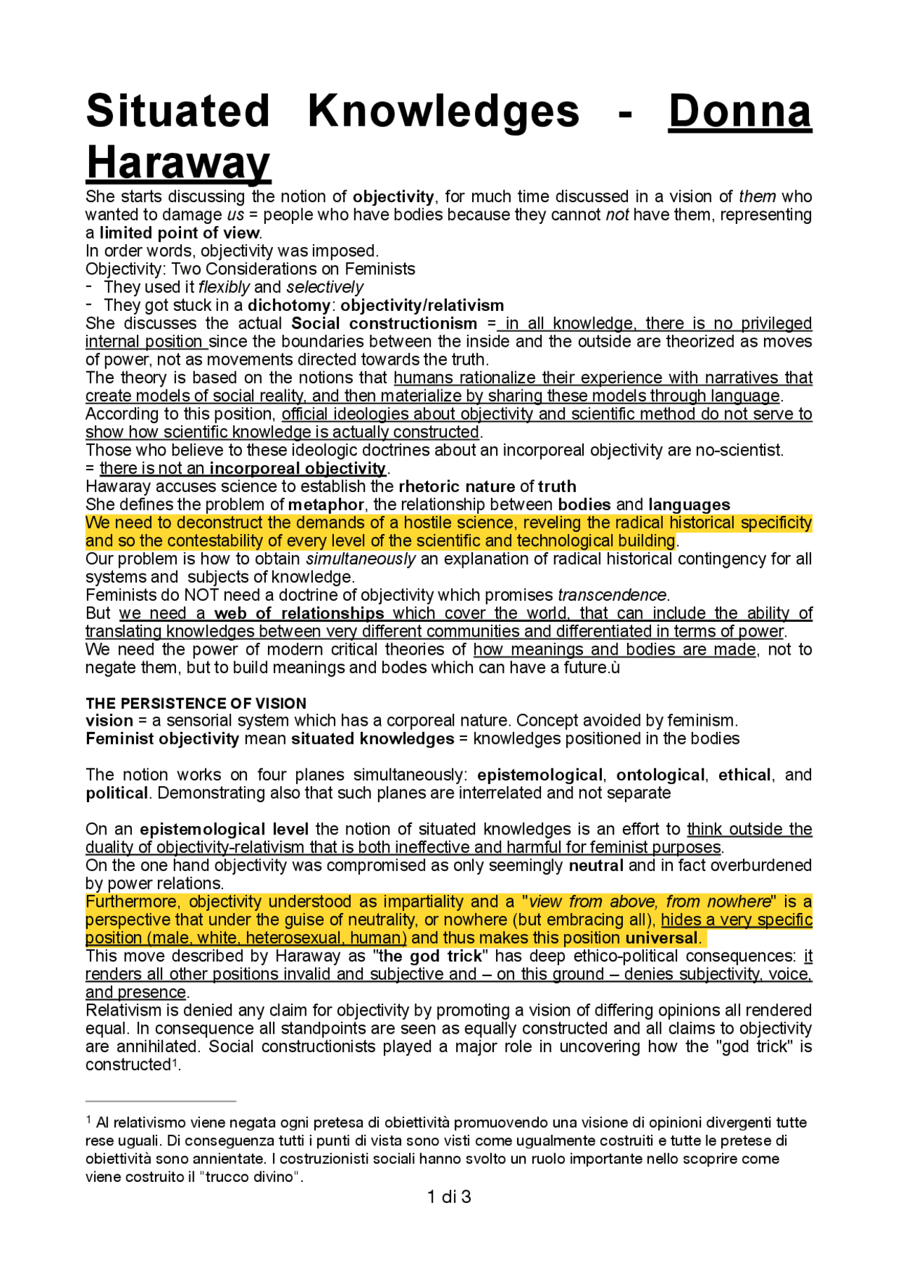 Situated Knowledges - Donna Haraway - Docsity