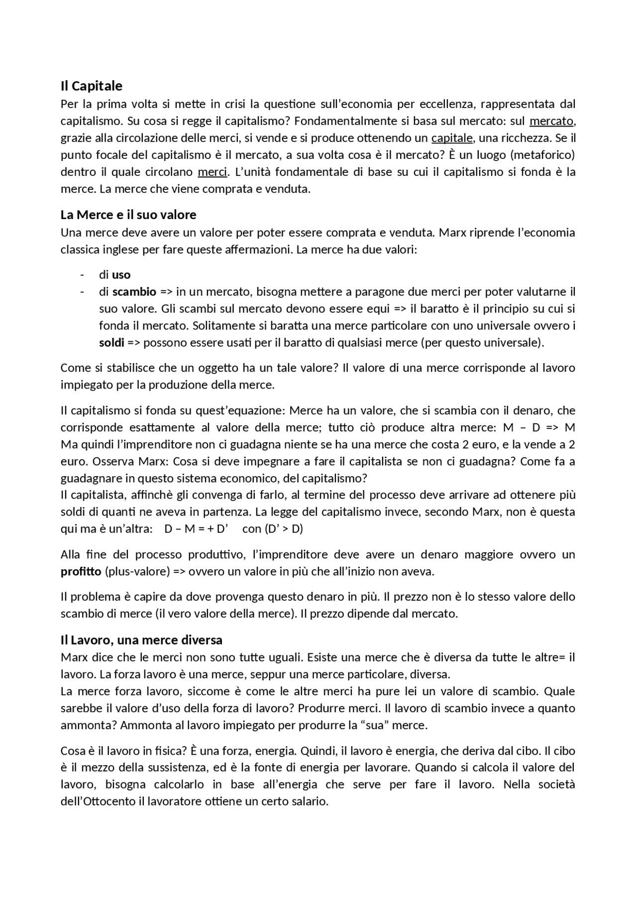 Il Capitale Appunti Docsity