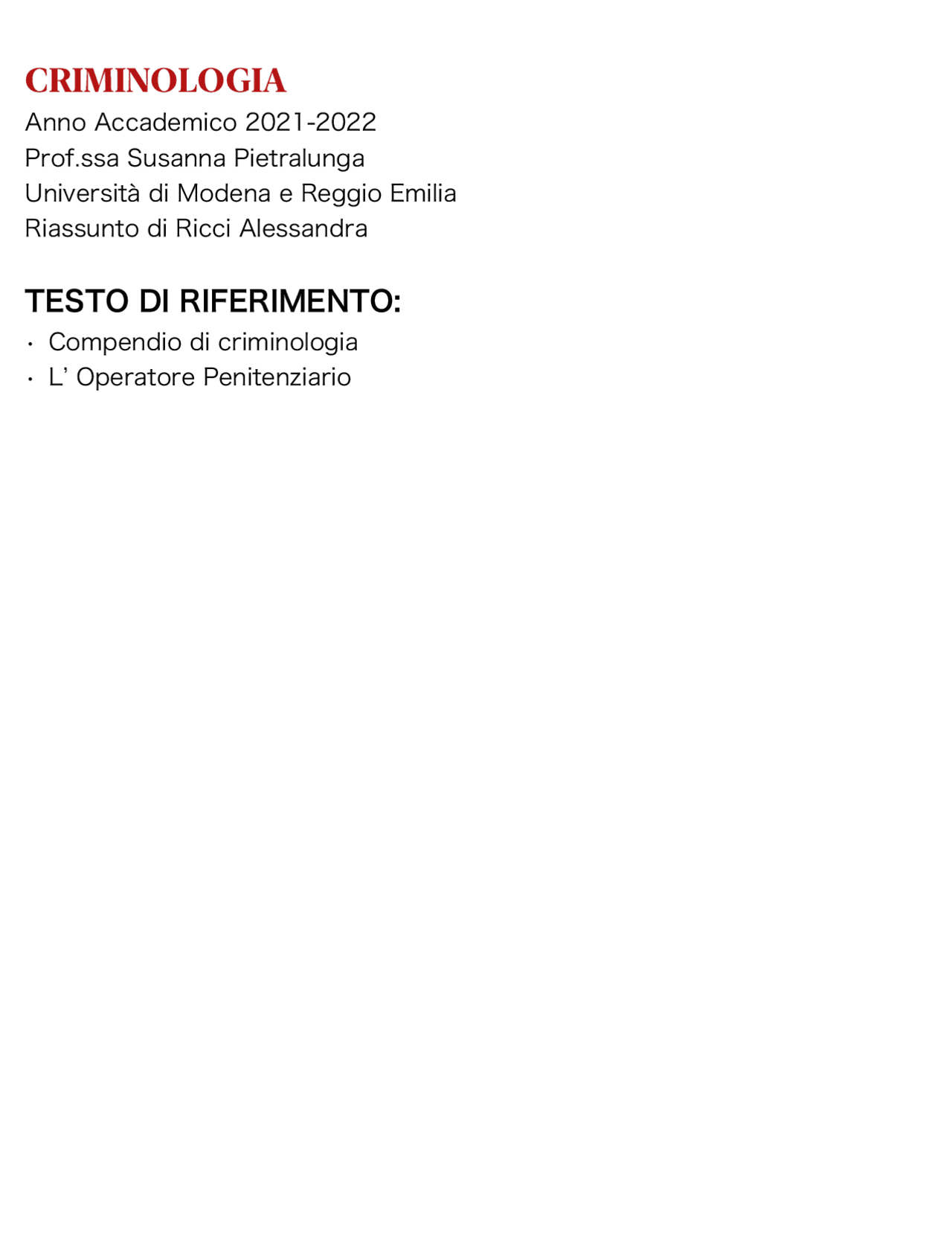 Appunti Di Criminologia Docsity