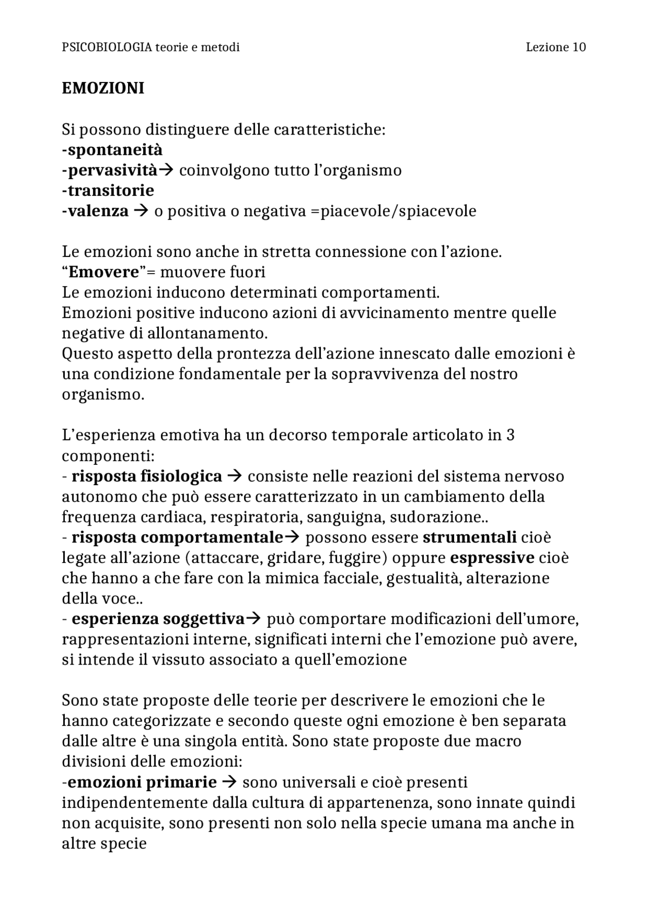 Le Emozioni Basi Biologiche Docsity