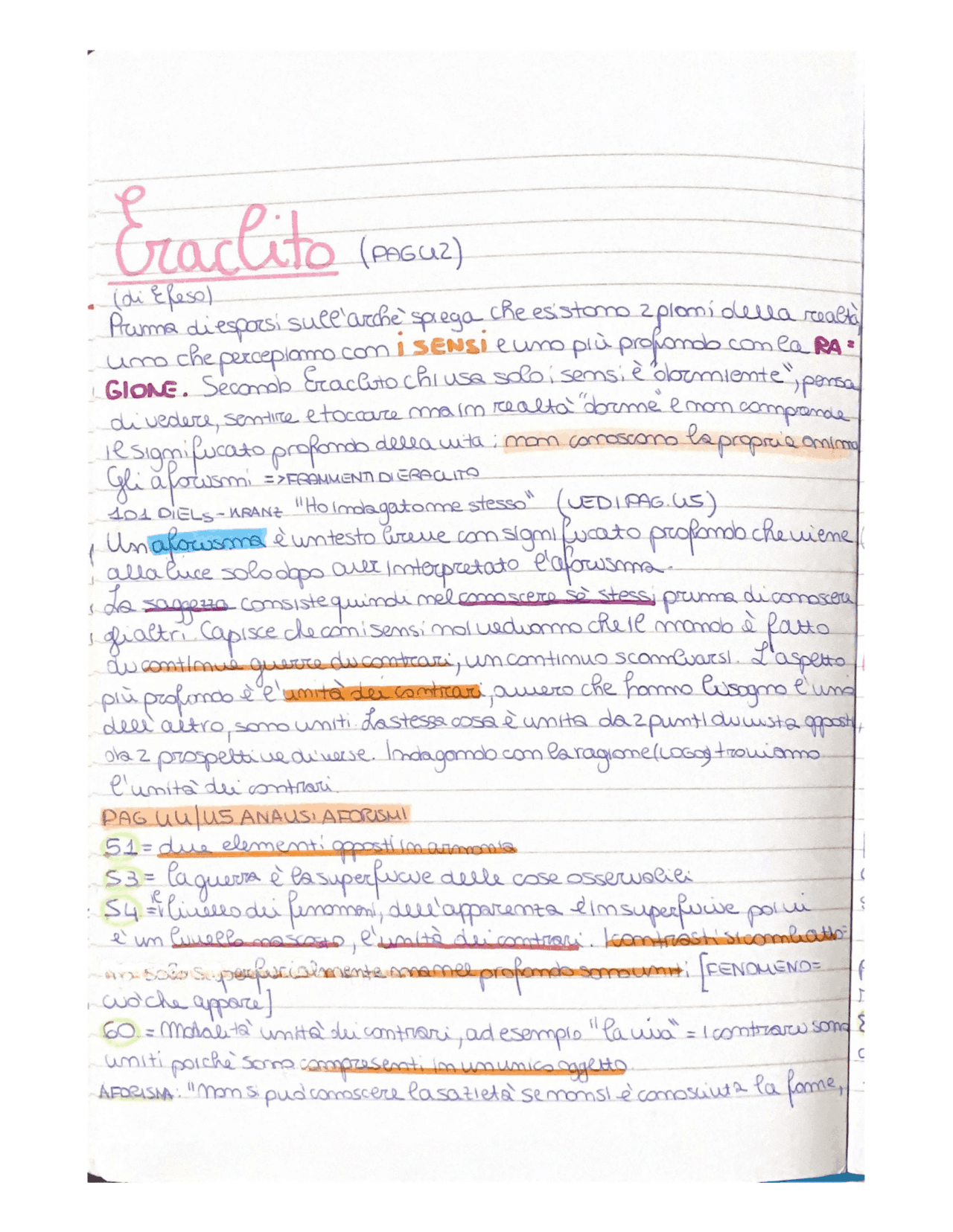 Appunti Sul Filosofo Eraclito Docsity
