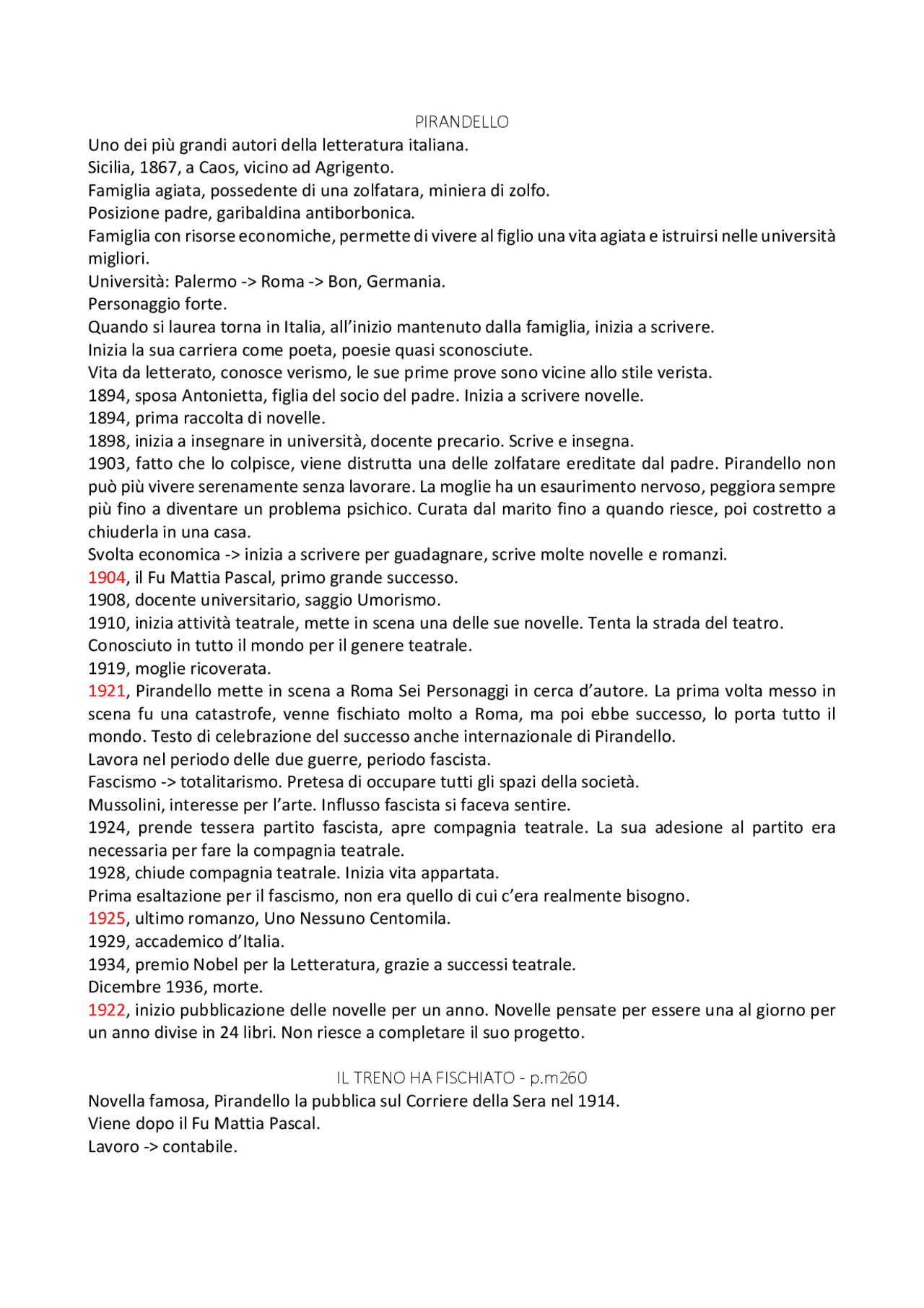 Appunti Pirandello E Testi Docsity