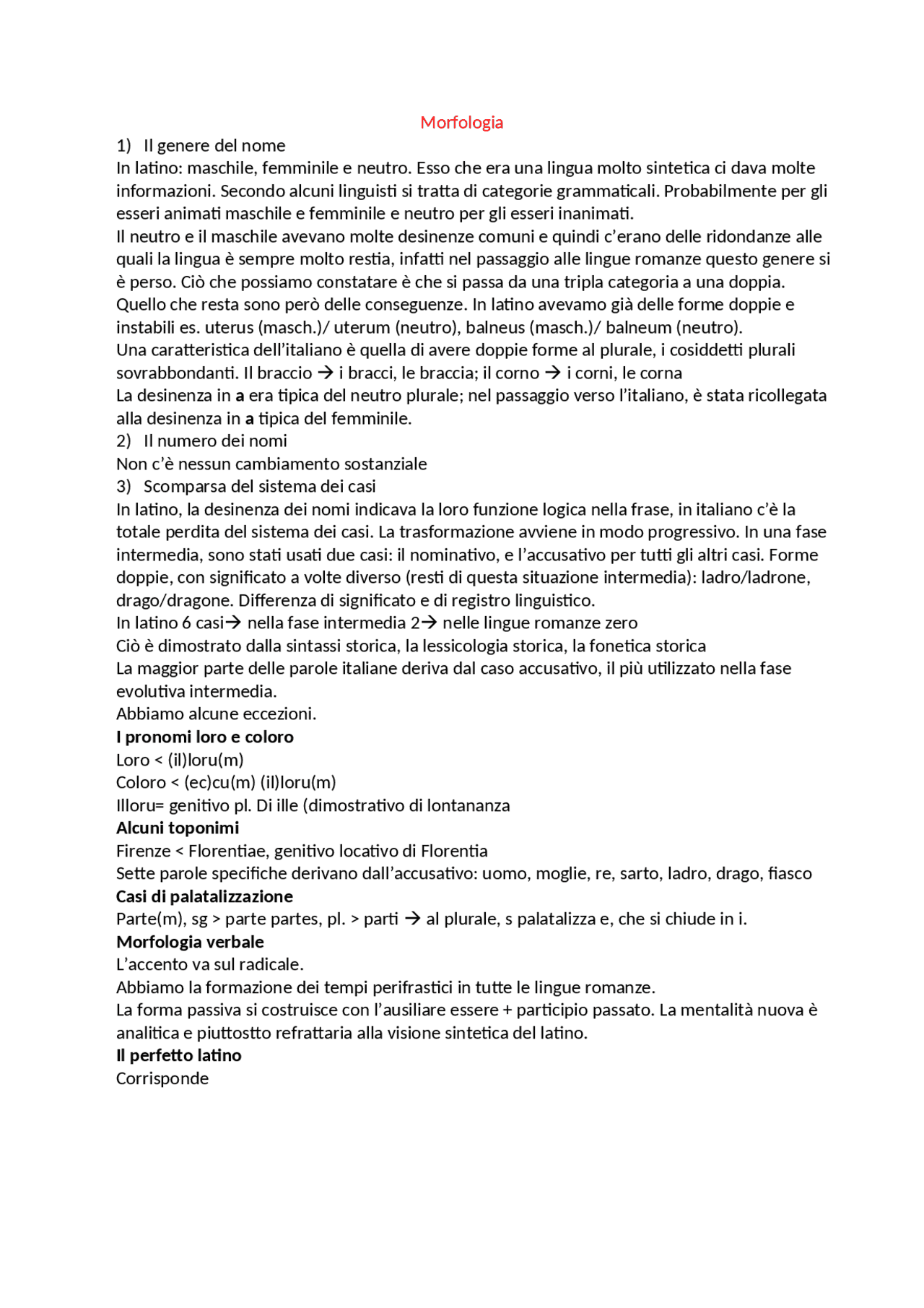 Appunti Di Morfologia Docsity