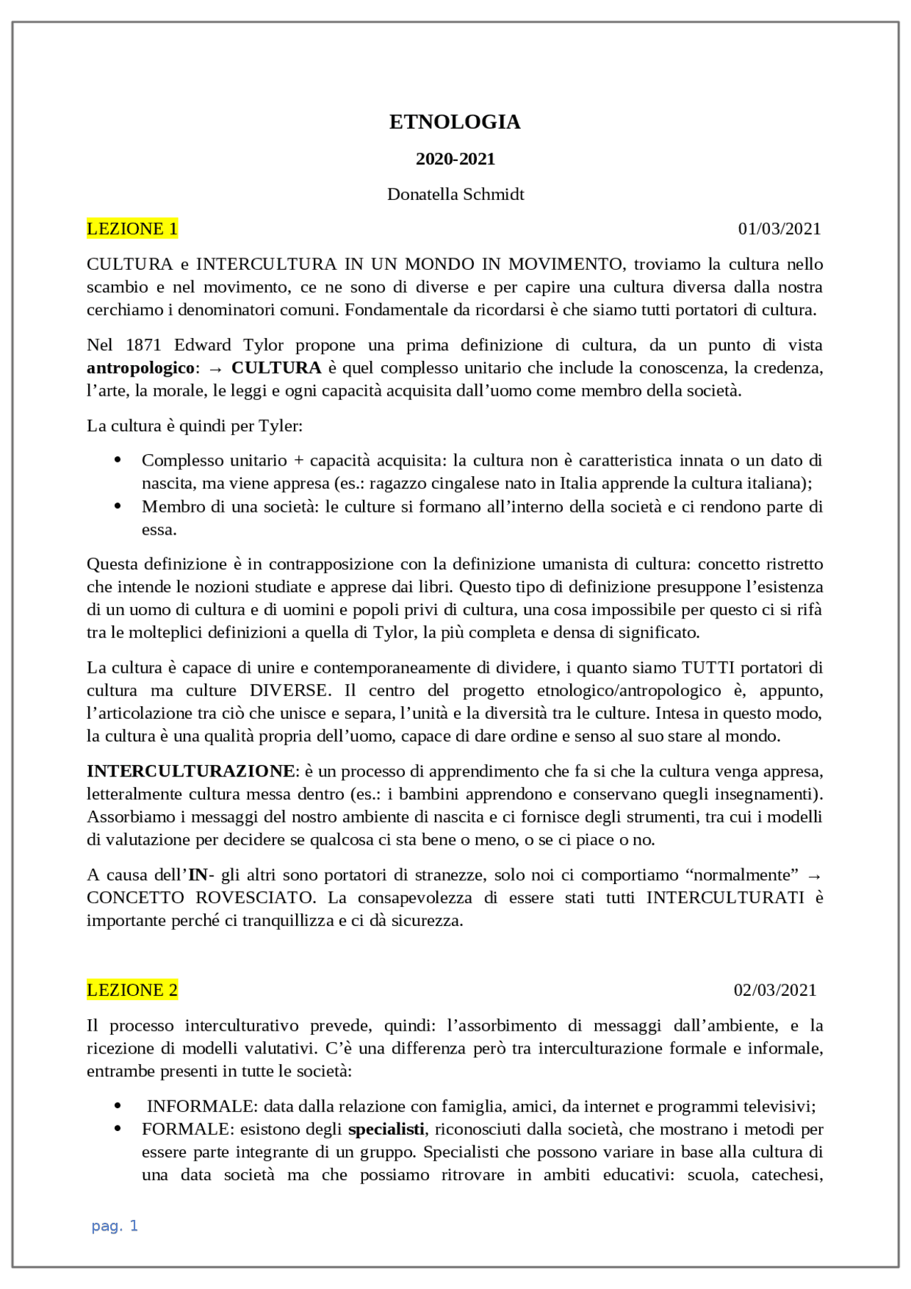 Appunti Di Etnologia Lezioni 2020 2021 Appunti Di Etnologia Docsity