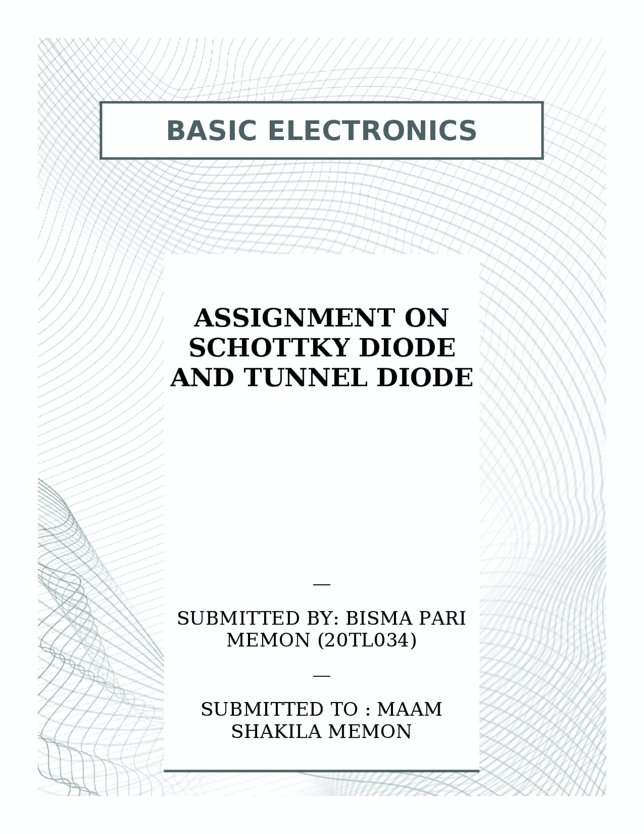 Assignment Of Schotkky Diode And Tunnel Diode Docsity
