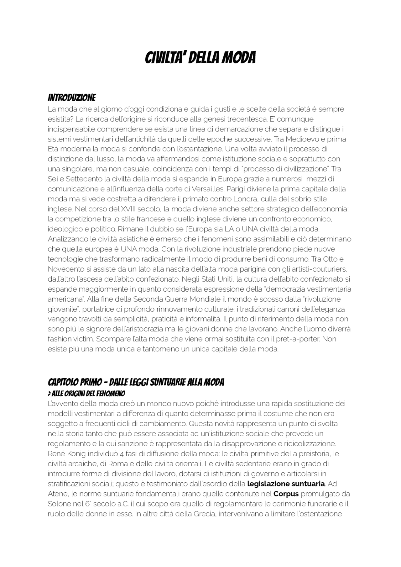 Riassunto Libro Civiltà Della Moda Docsity
