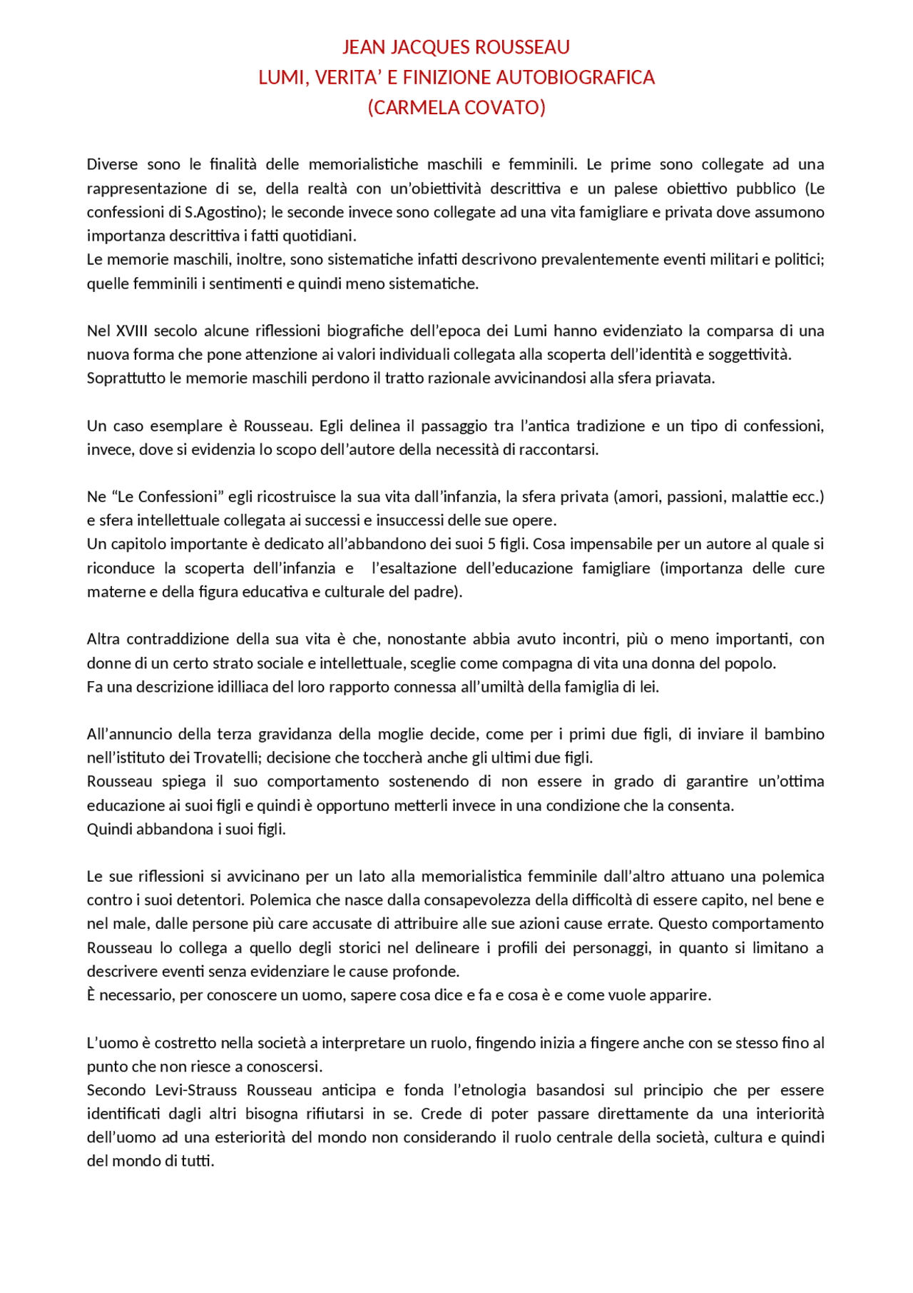 Jean Jacques Rousseau Docsity