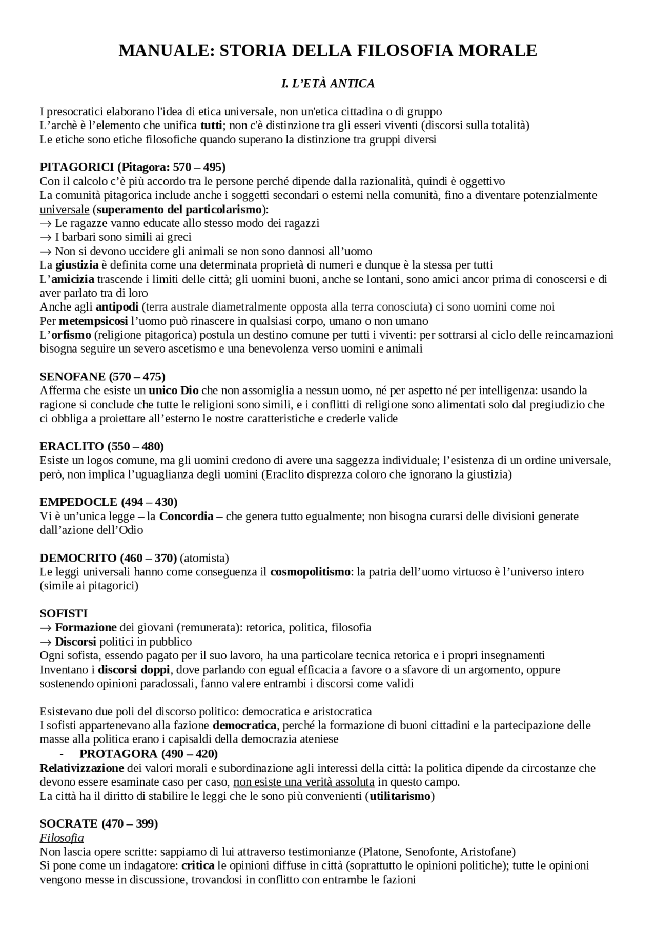Manuale E Appunti Storia Della Filosofia Morale Docsity