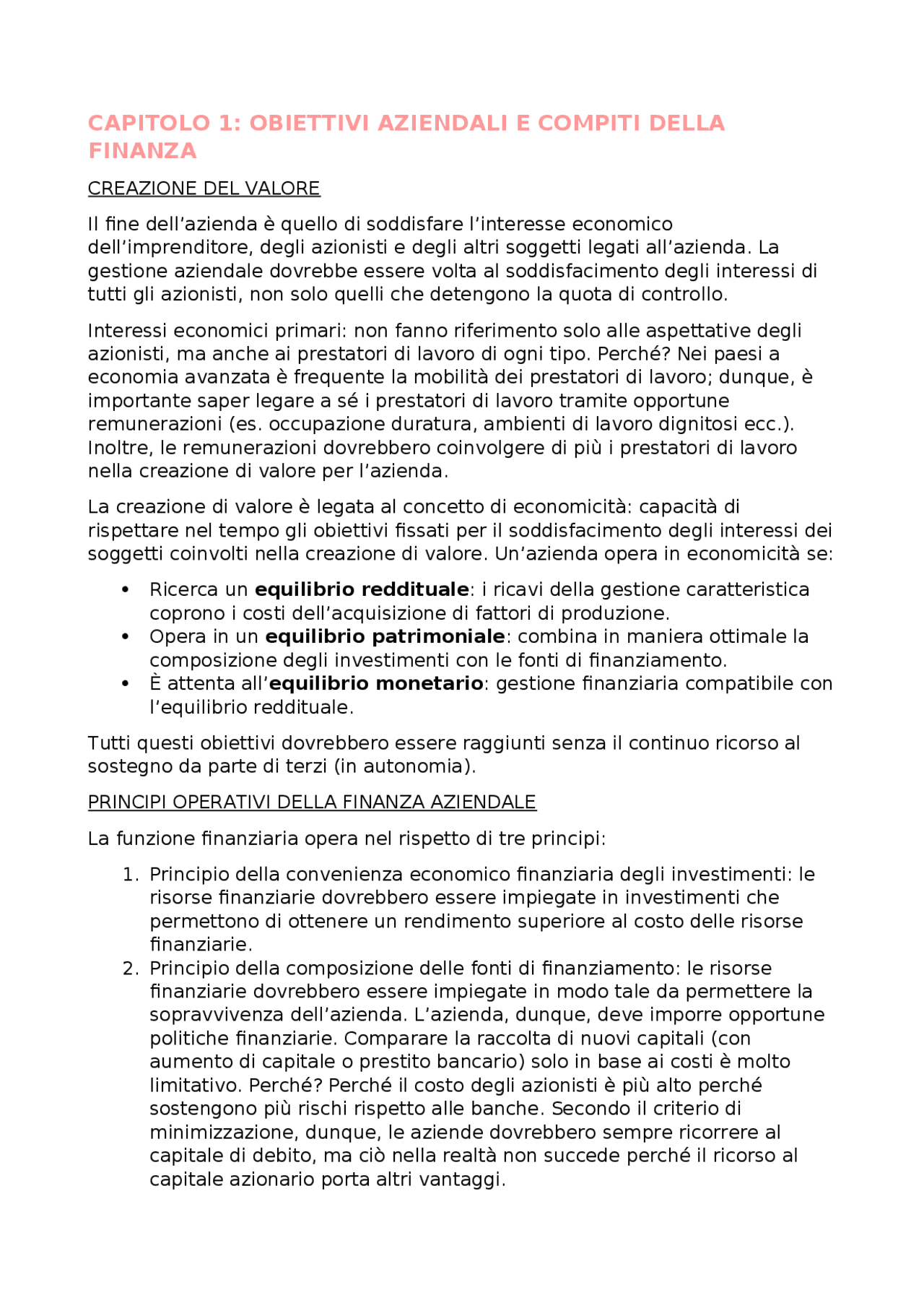 Riassunnti Concetti Principali Docsity