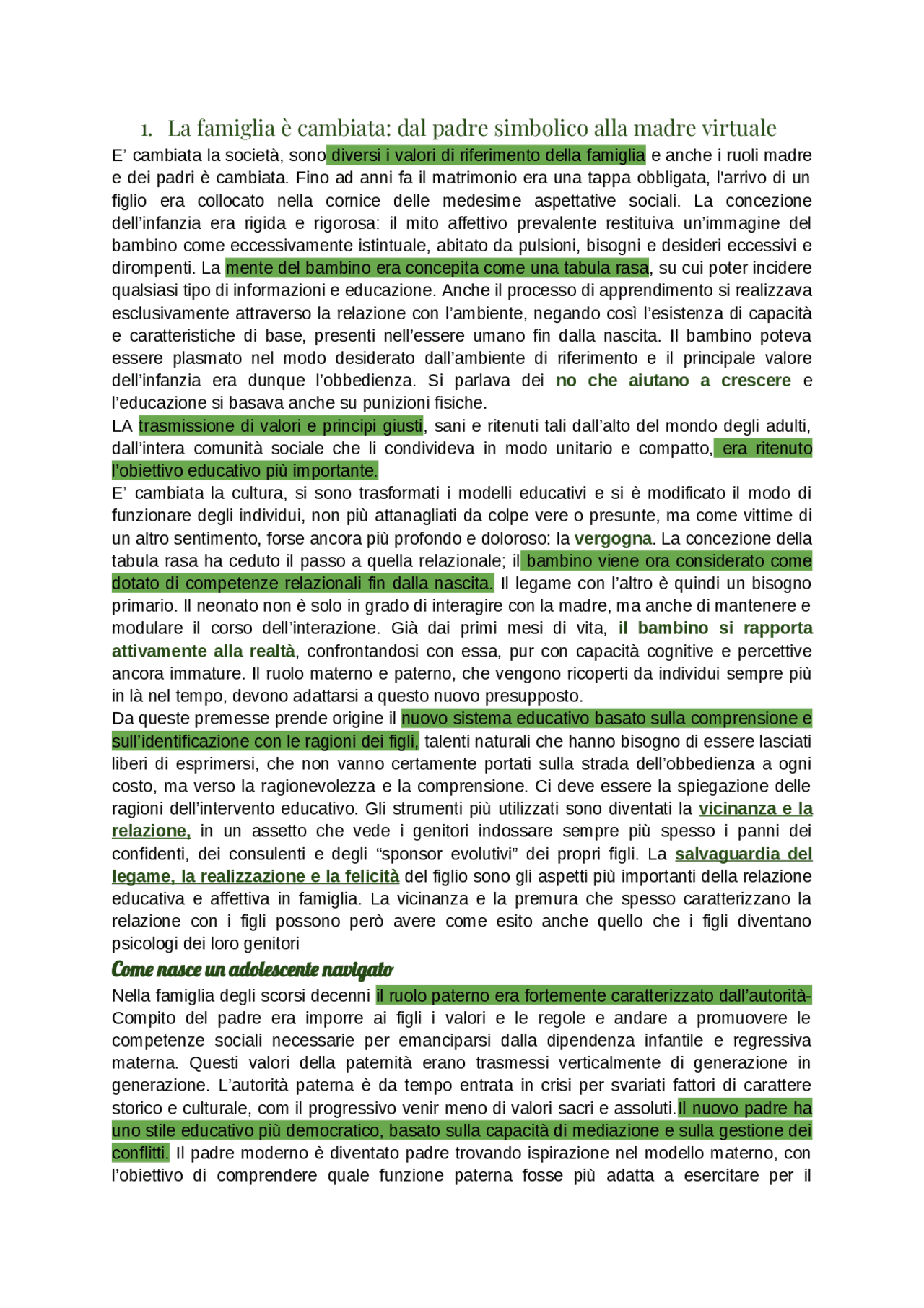 Riassunto Adolescenti Navigati Docsity