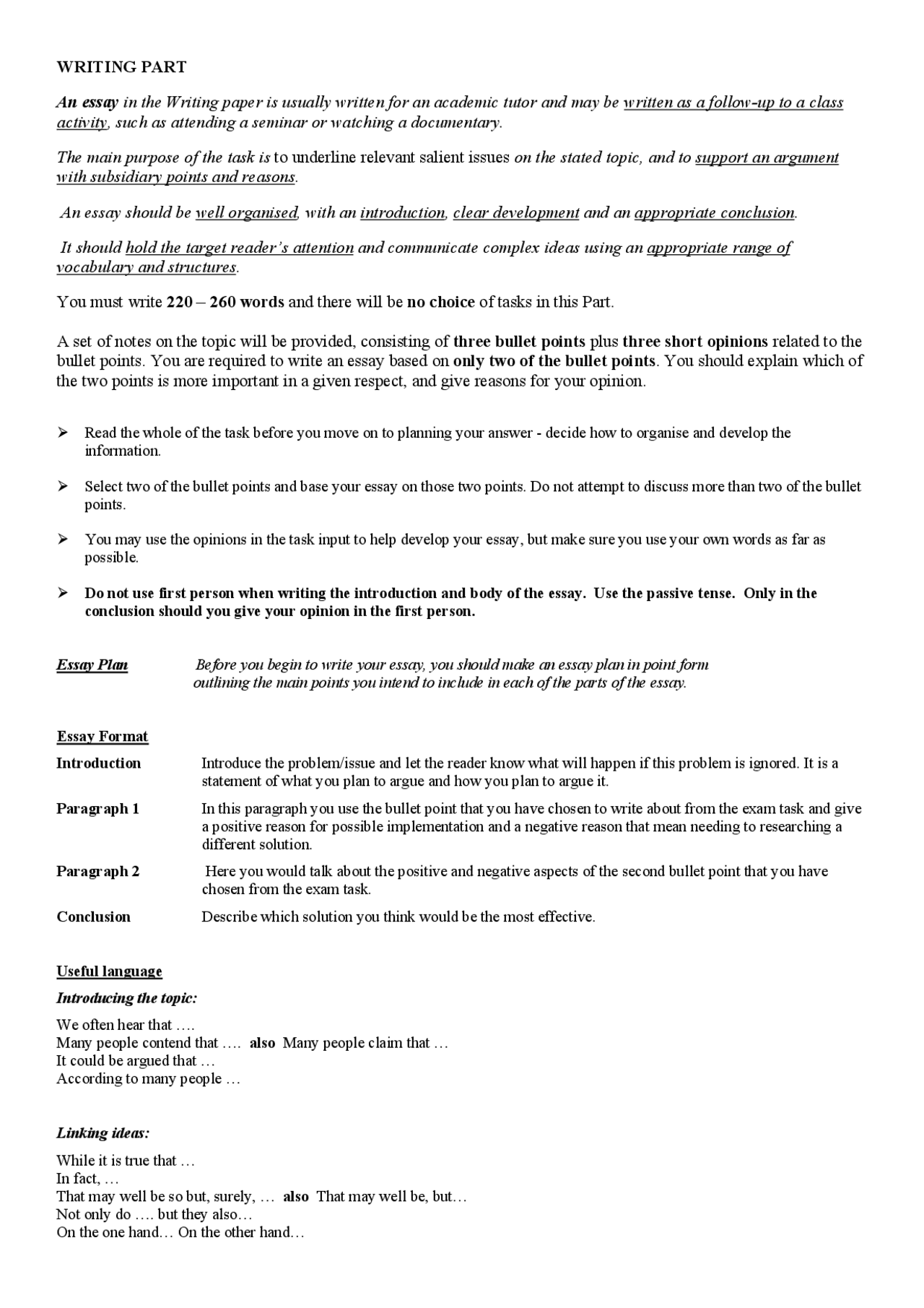 Essay Instructions Level C1 Docsity