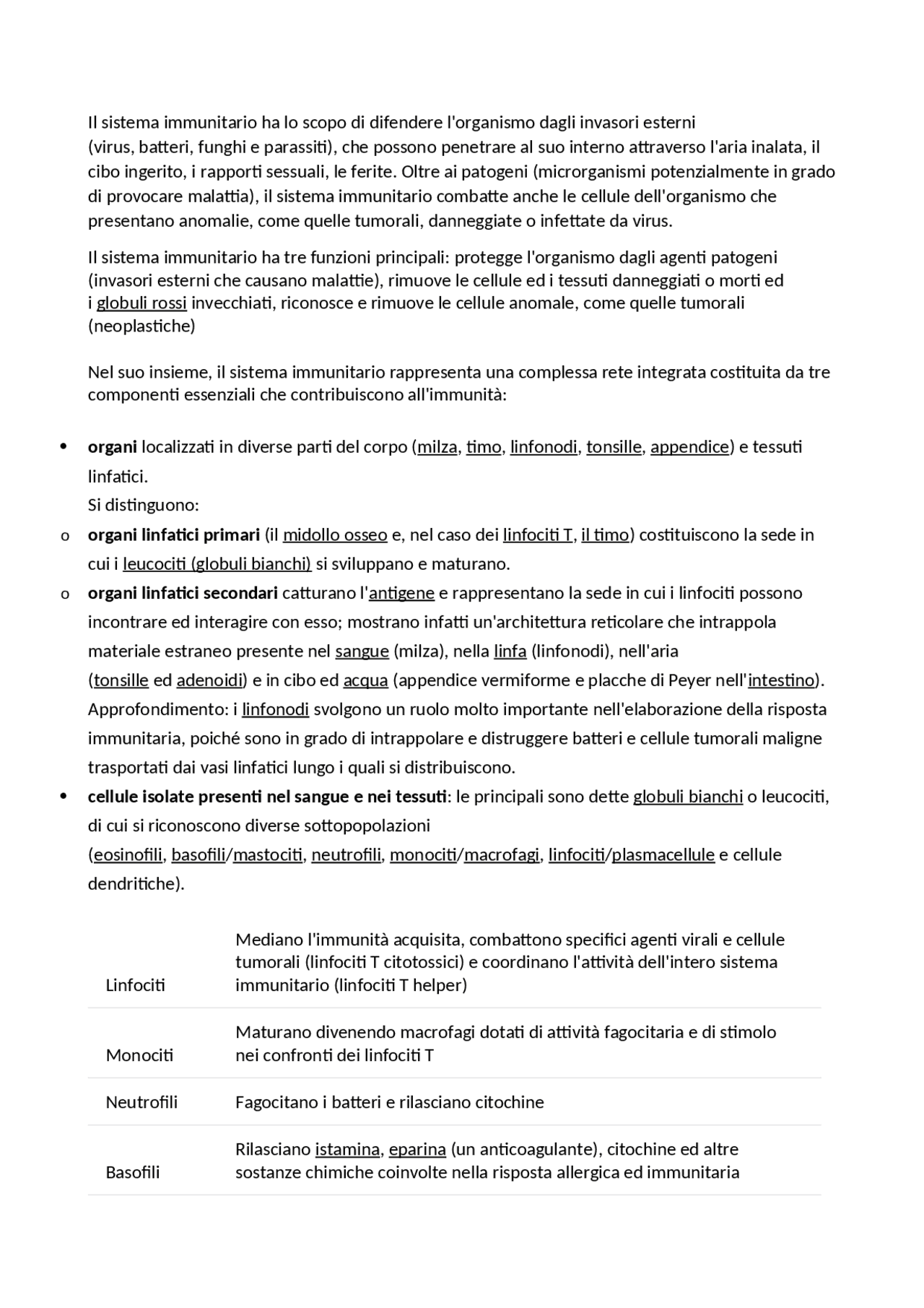 Il Sistema Immunitario Docsity