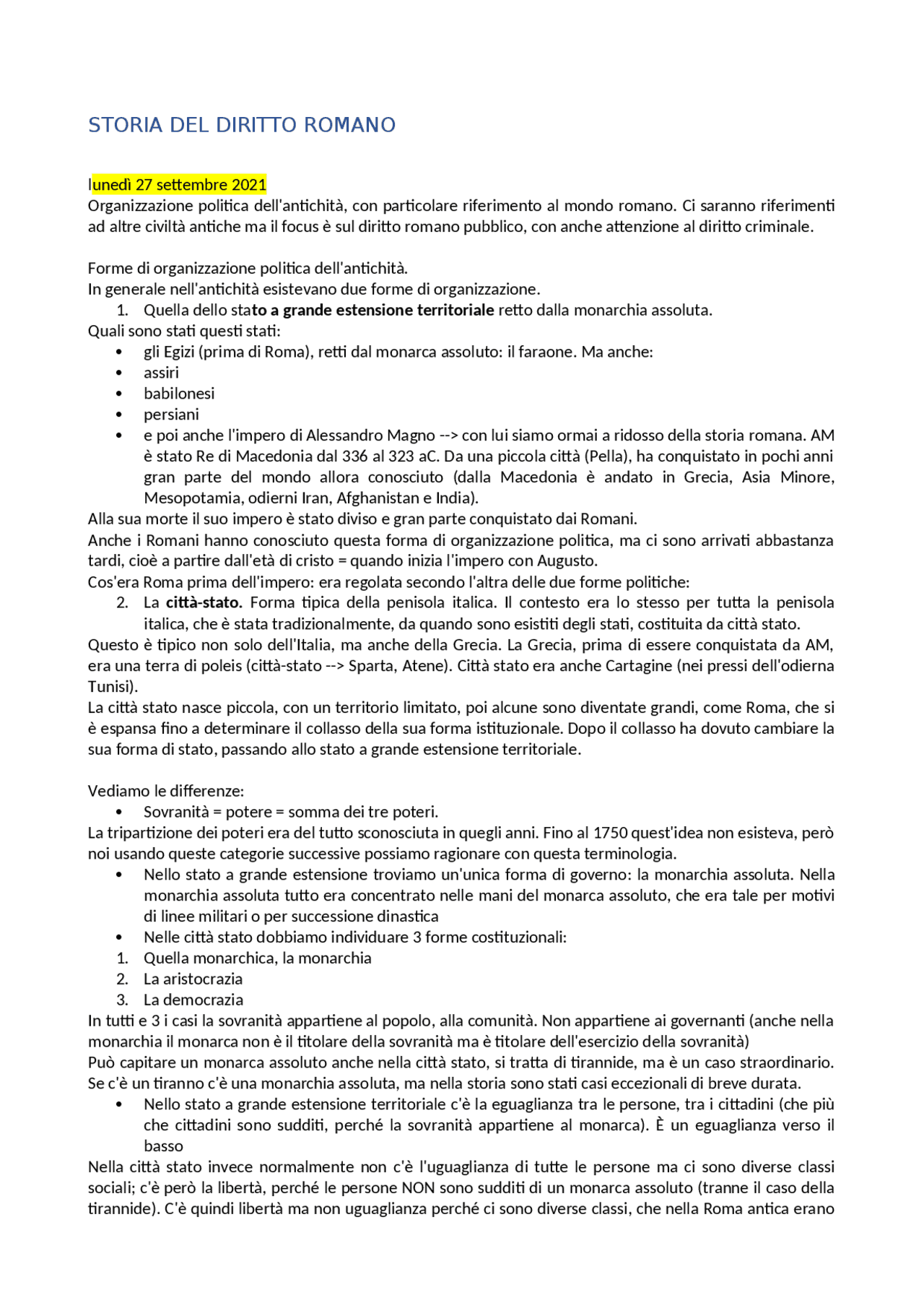 Storia Del Diritto Romano Docsity