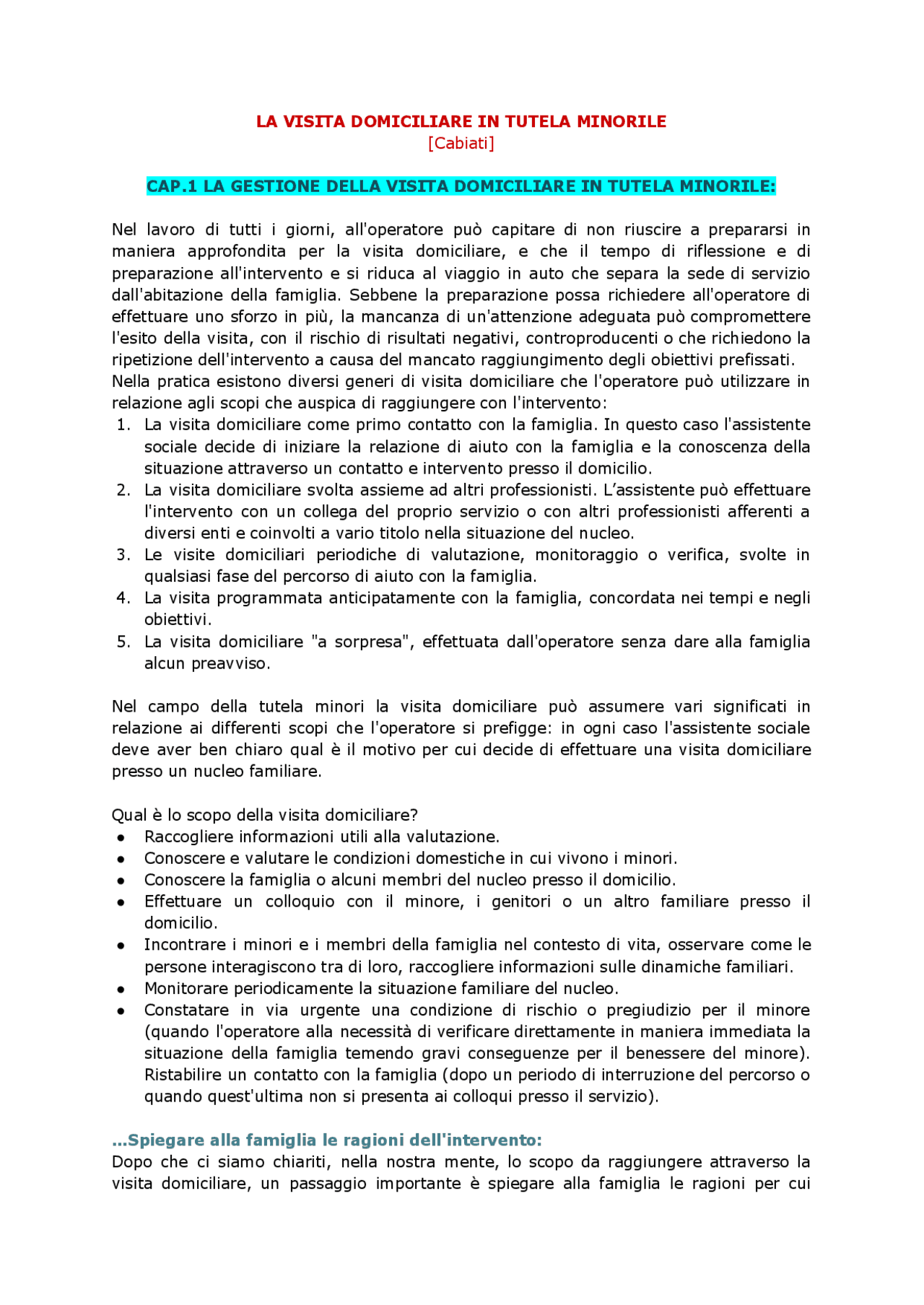 La Visita Domiciliare In Tutela Minorile Docsity