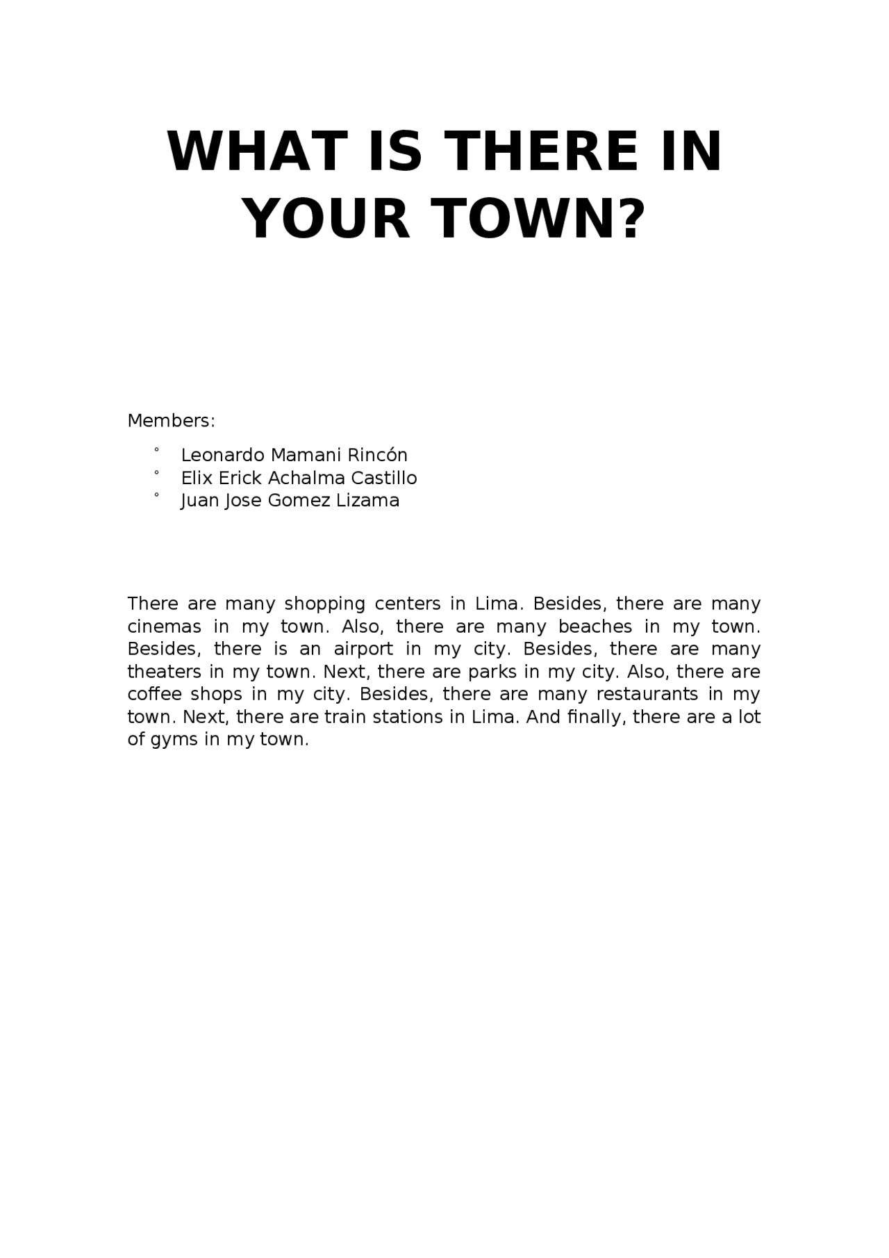 Week 6 Task Assignment Places In Town Ejercicios De Idioma Inglés