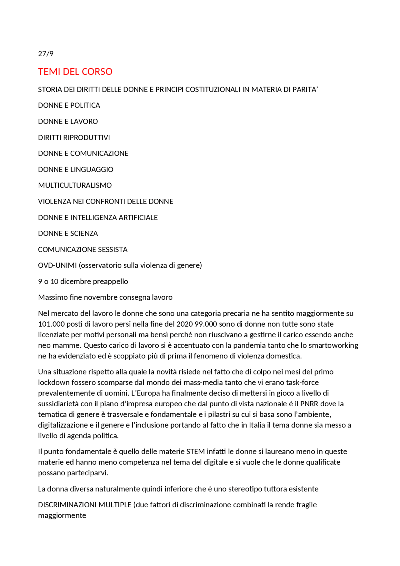 Diritti Delle Donne Docsity
