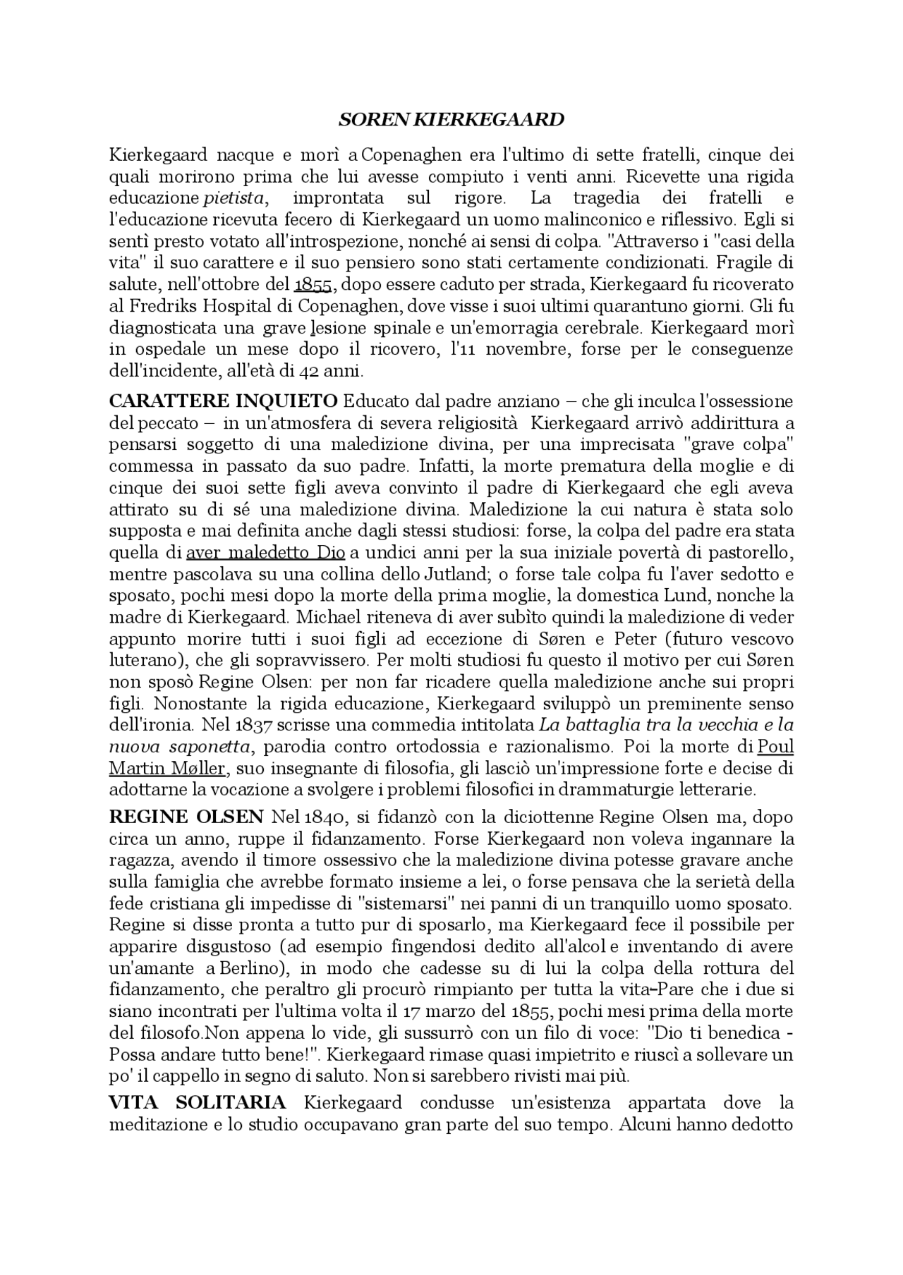 Kierkegaard Maturità Docsity