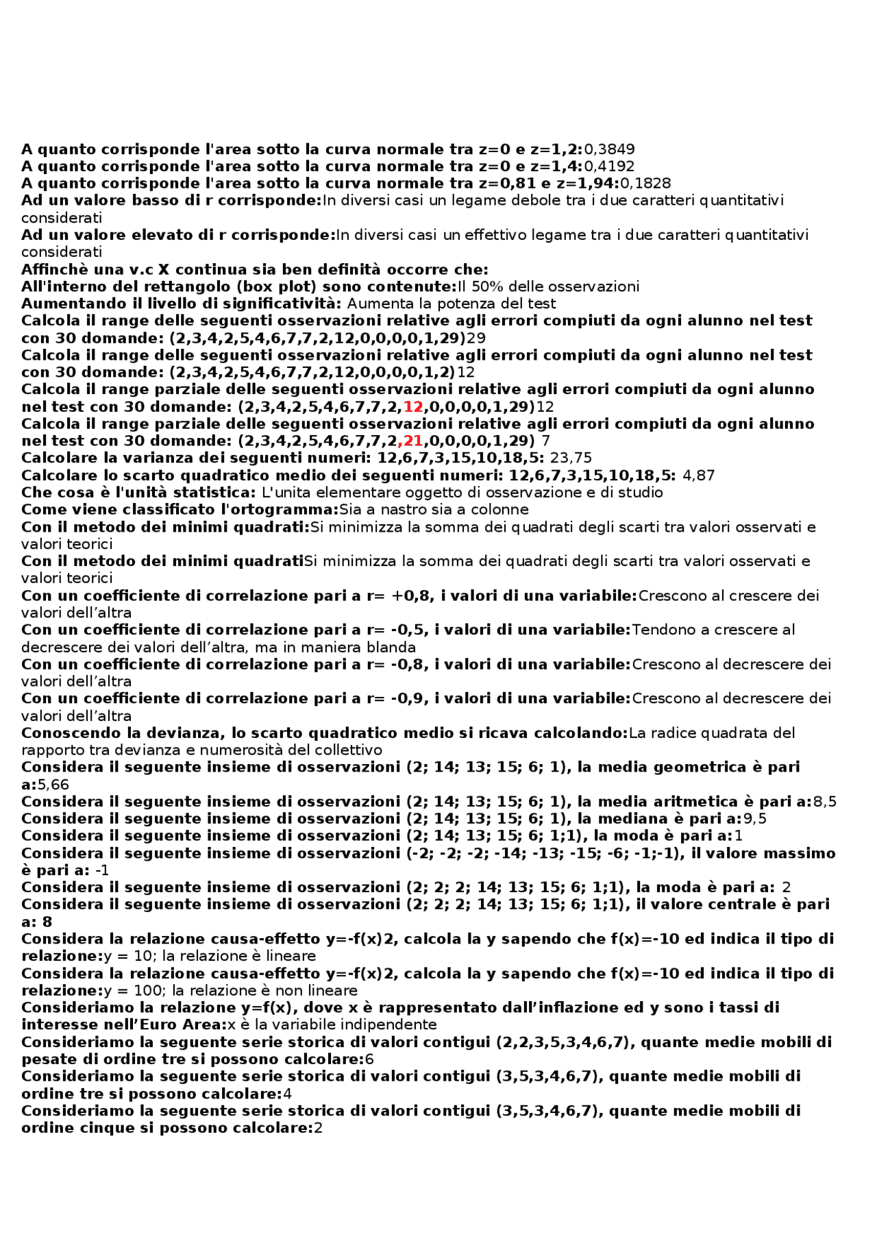 Esame Di Statistica Docsity