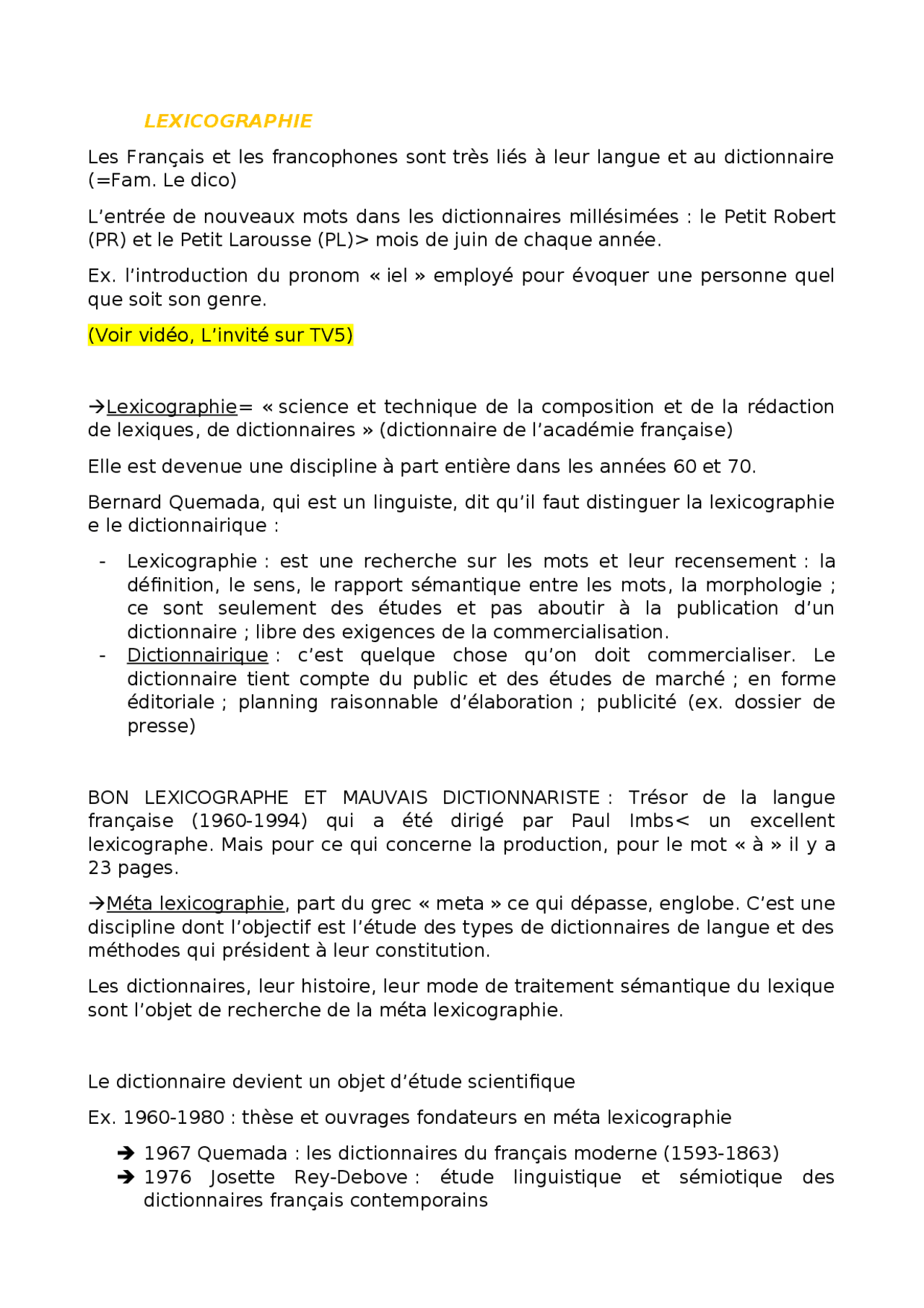 Lexicologie Appunti E Materiali Integrati Docsity