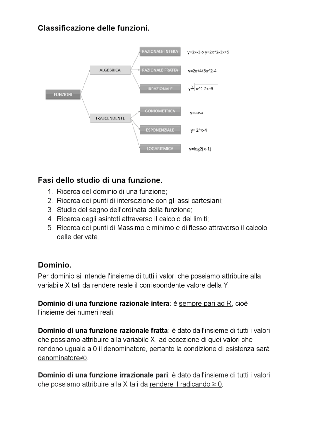 Le Funzioni Matematiche Docsity