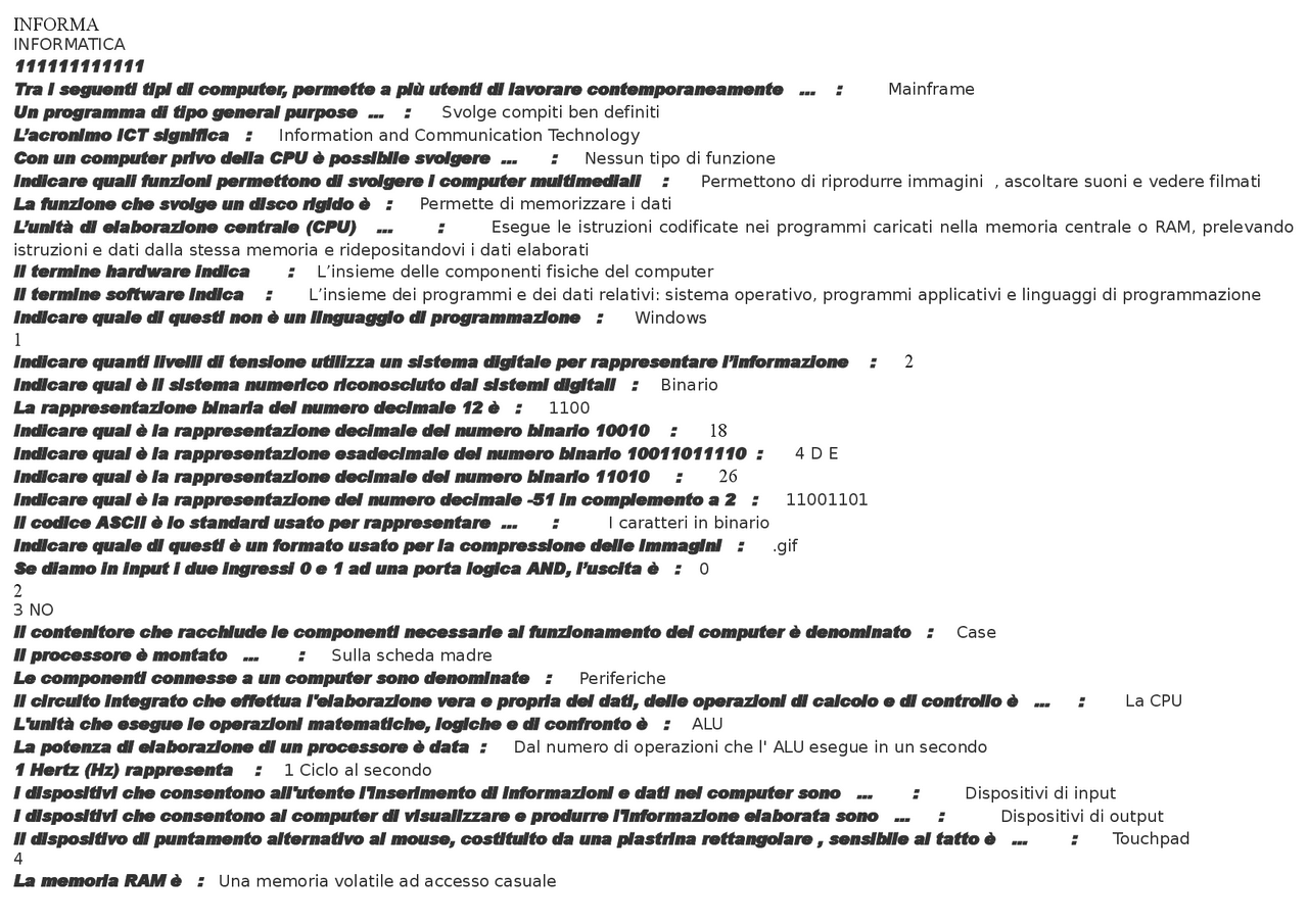 Informatica Esercizi Docsity