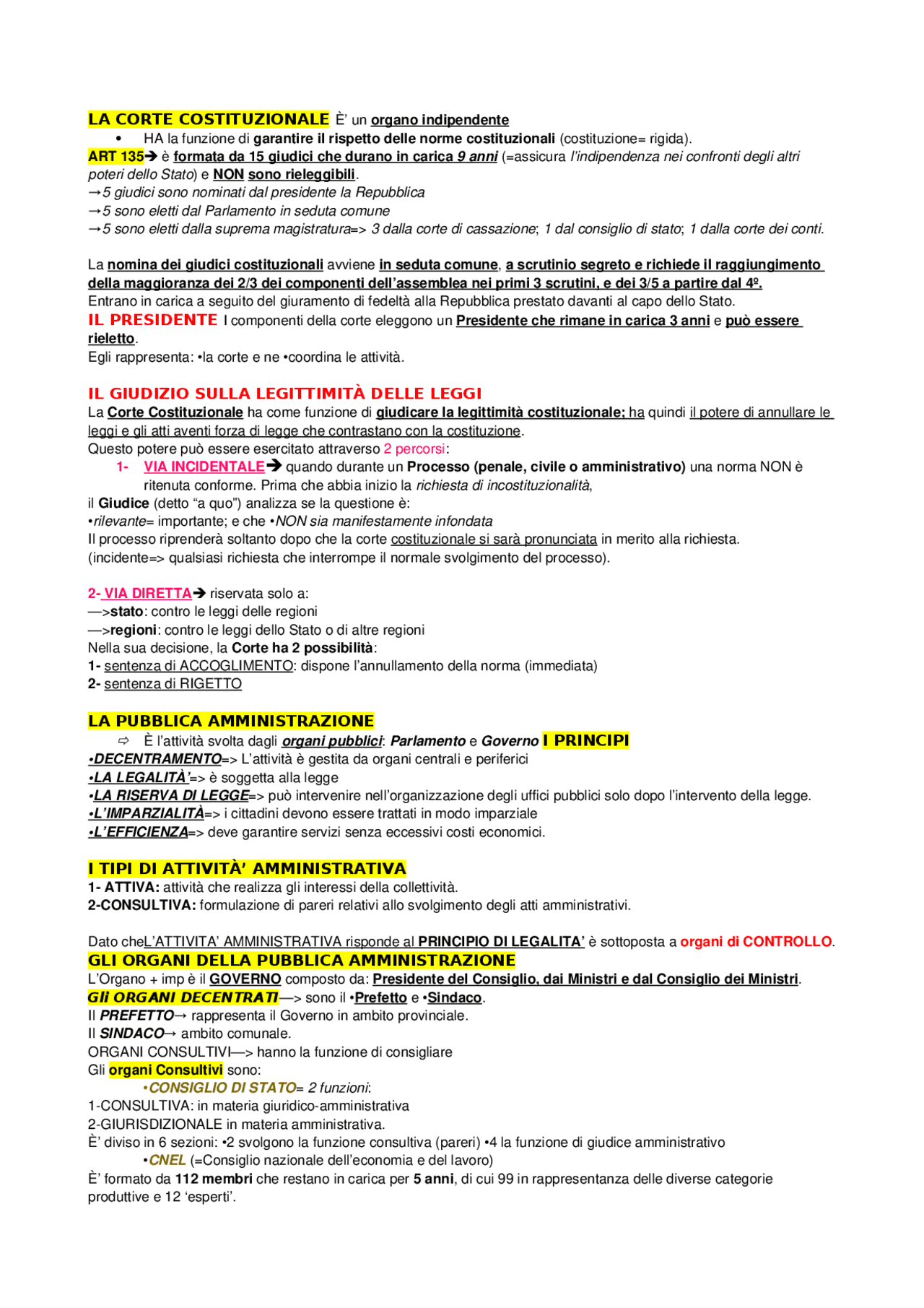 La Corte Costituzionale Docsity