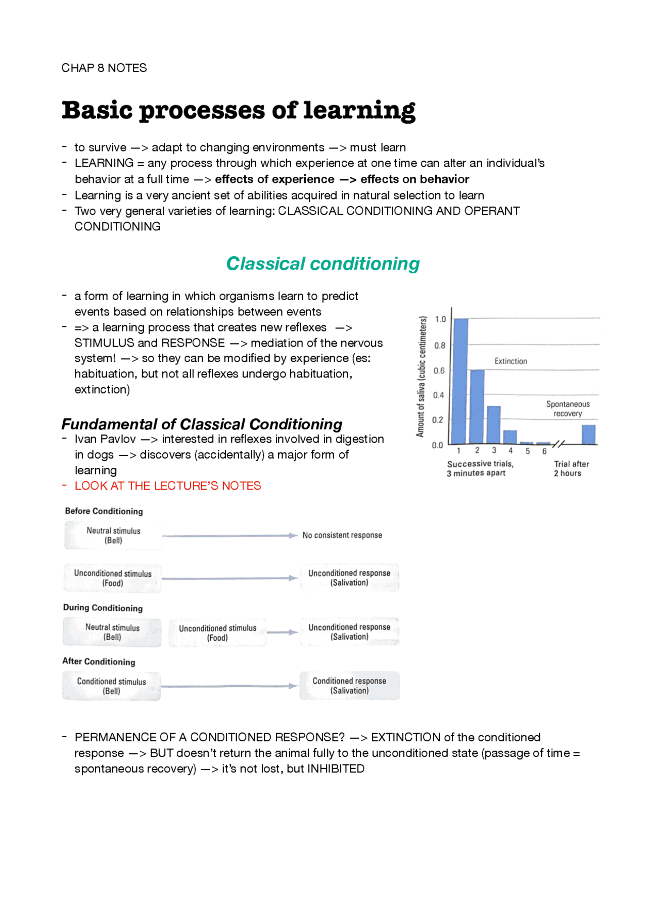 Basic processes of learning: chapter 8 Grey & Bjorklund - Docsity