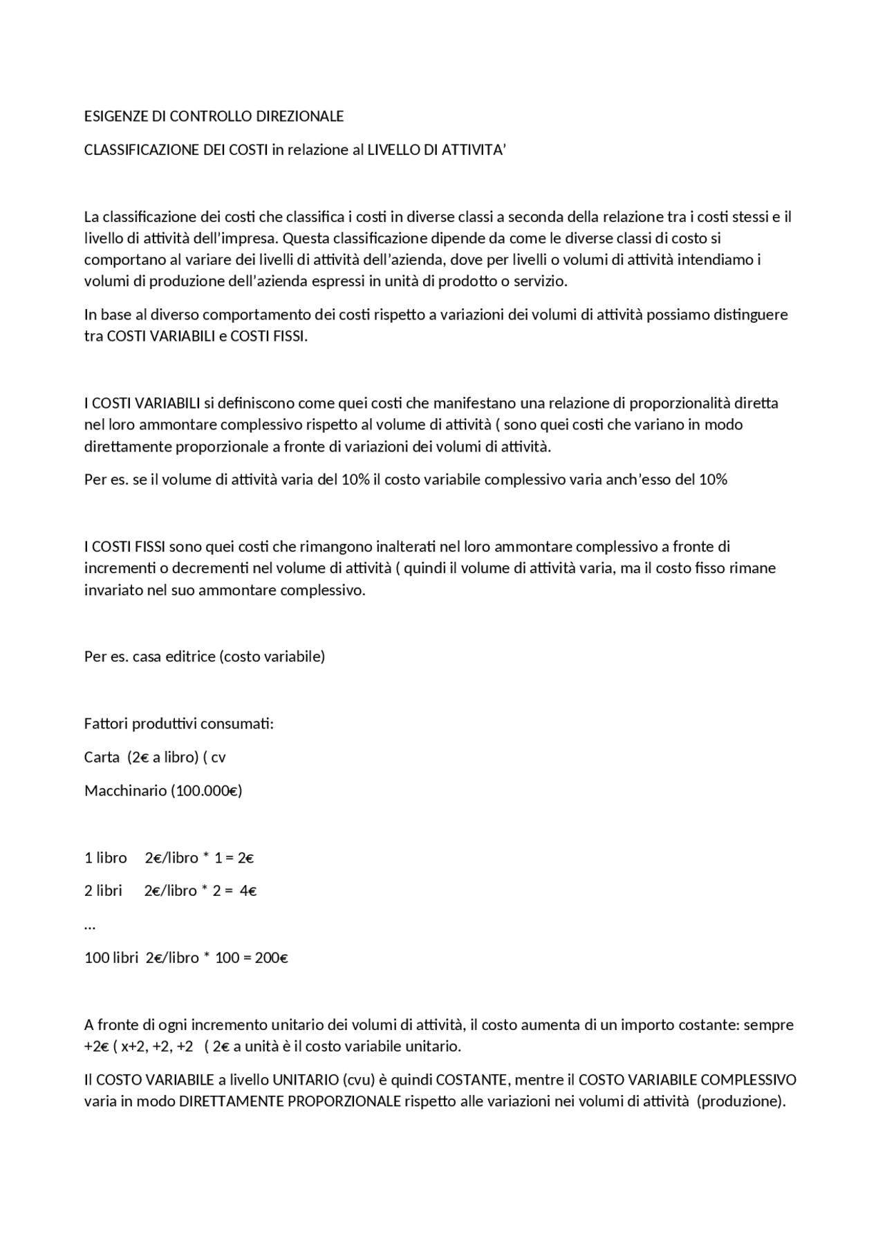 Classificazione Dei Costi Pt 2 Docsity