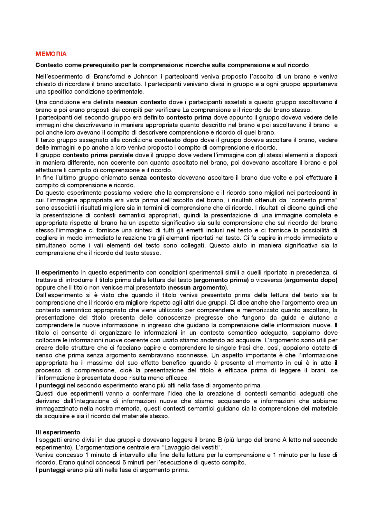 Psicologia Generale Docsity
