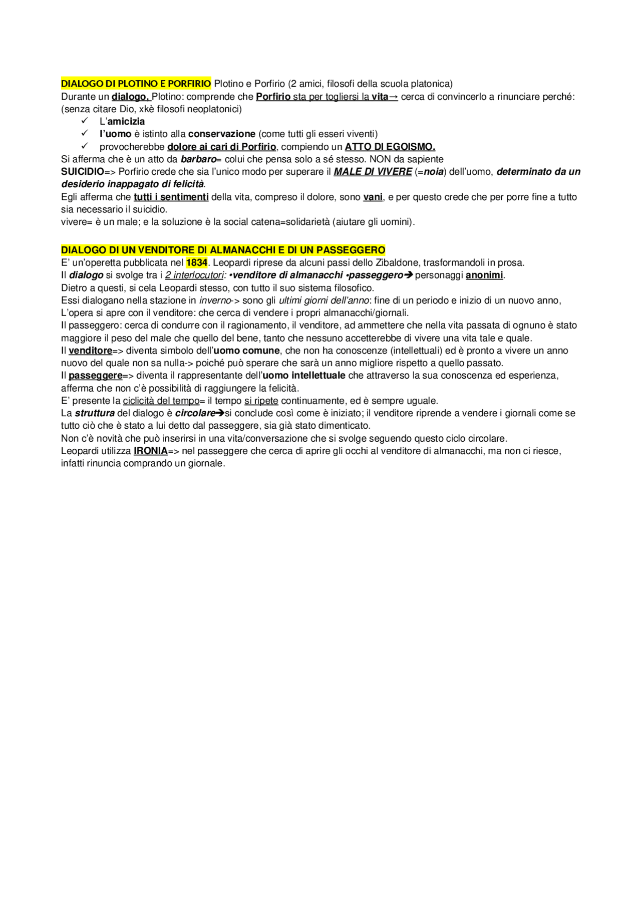 Dialogo Plotino E Porfirio Dialogo Venditore Di Almanacchi Docsity