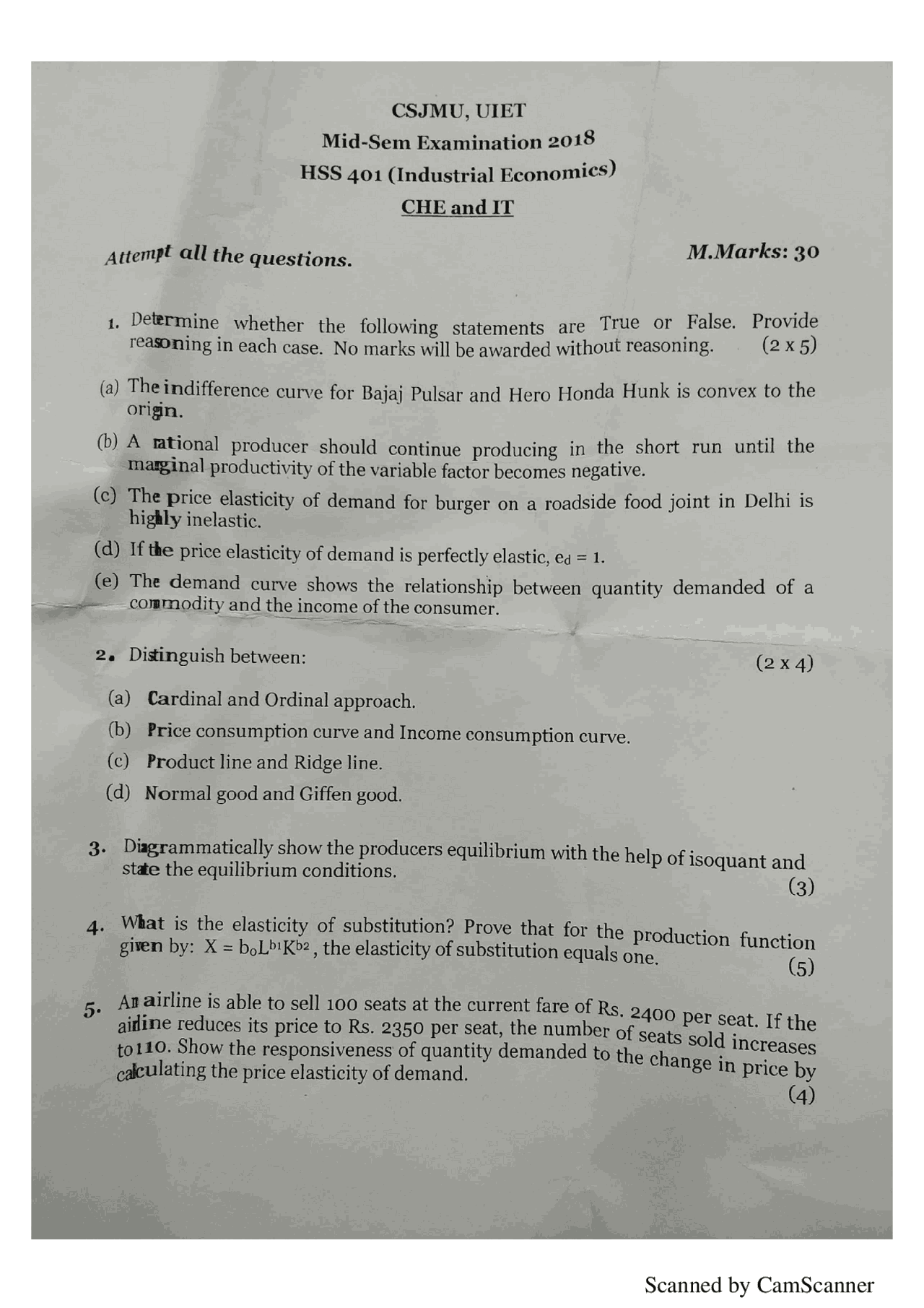 Semester-4 all subject question paper UIET Kanpur - Docsity