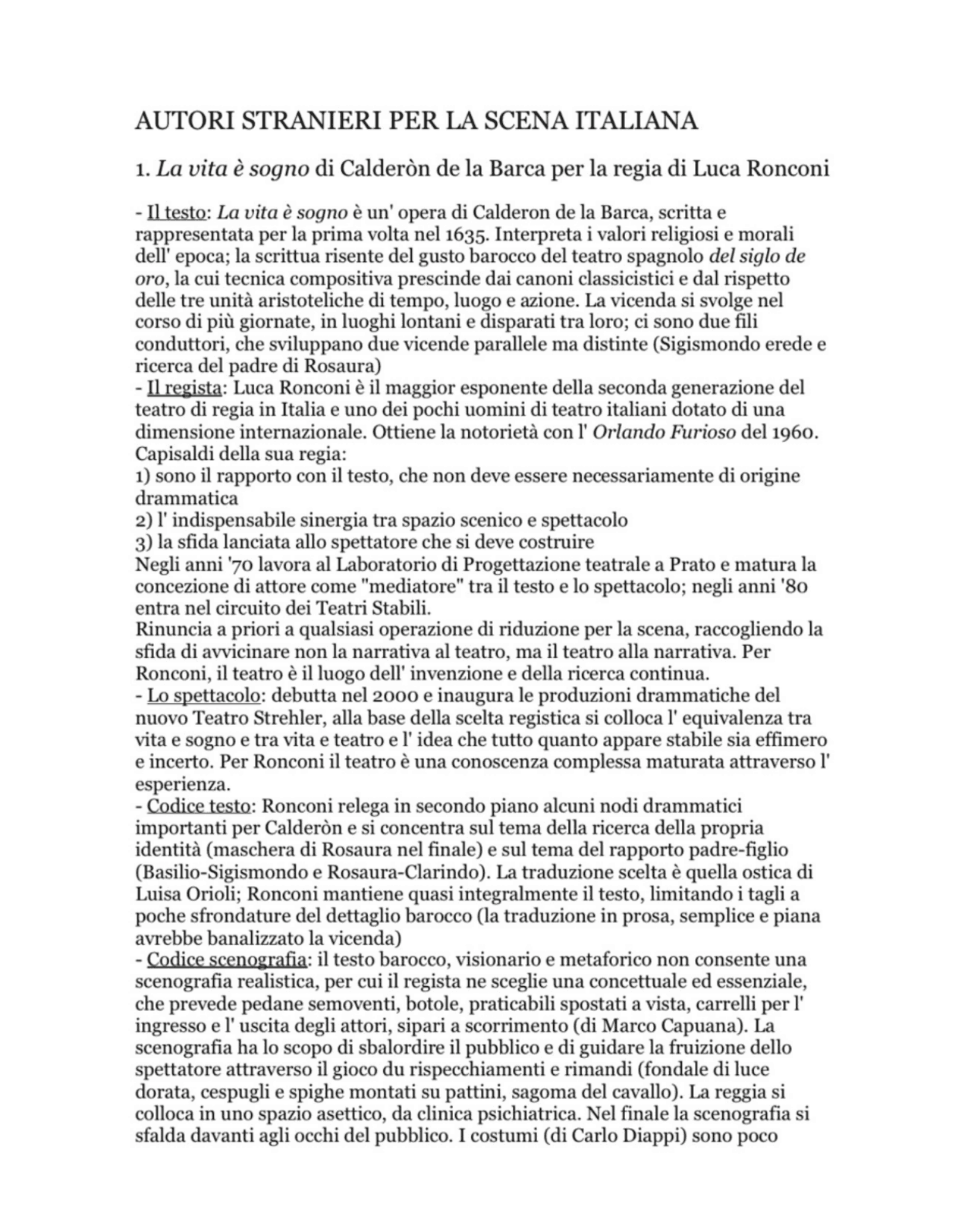Riassunto Teatro Prof Caravaglia Docsity