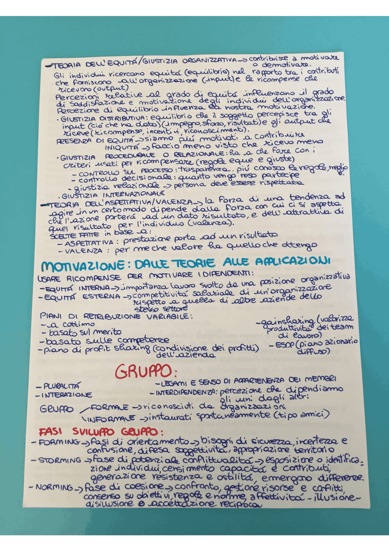 Schema Teorie Contemporanee Sulla Motivazione Gruppo Docsity