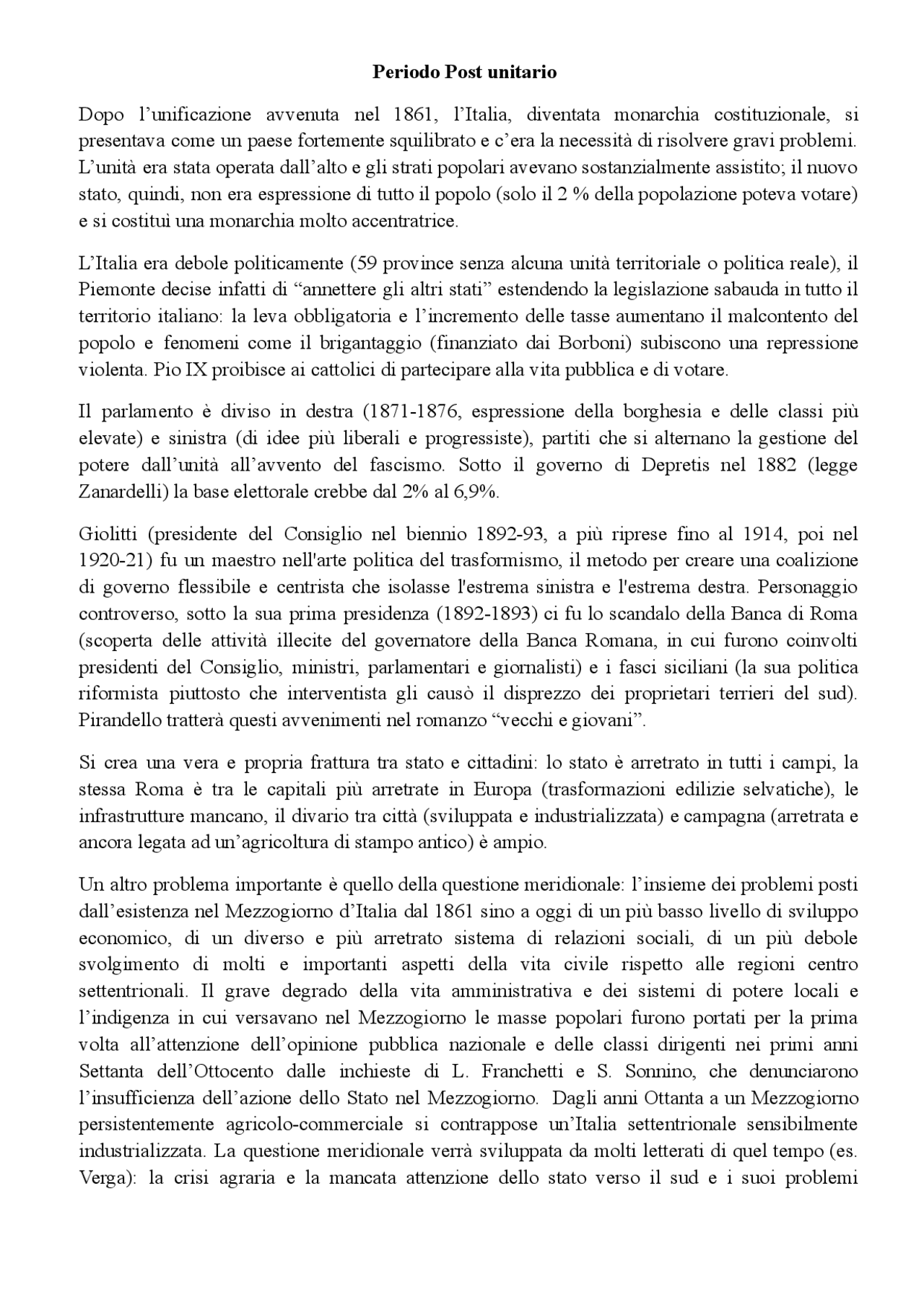 Periodo post unitario e biografie di Verga, De Roberto, Pirandello e D'Annunzio | Appunti di ...