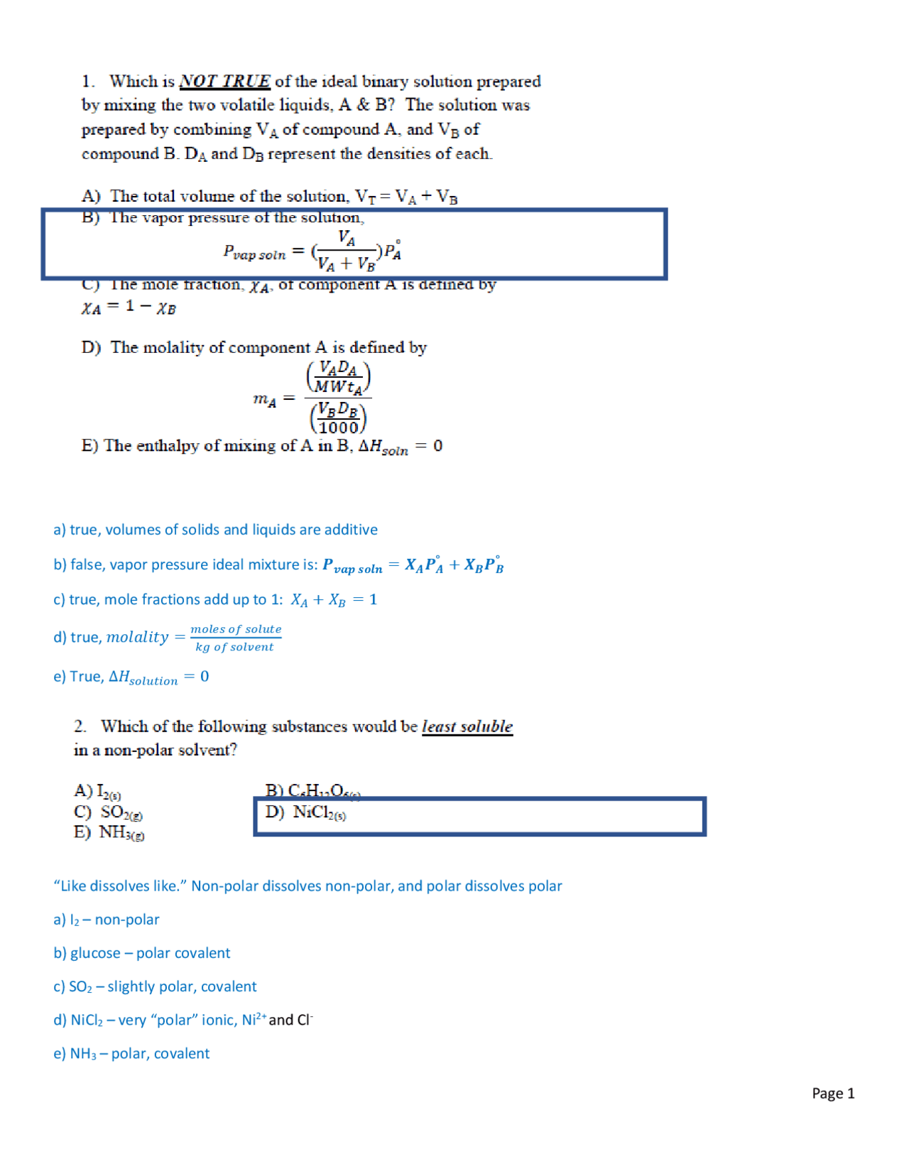 Chemistry Questions with Answer Explanations - Gas Laws - Docsity